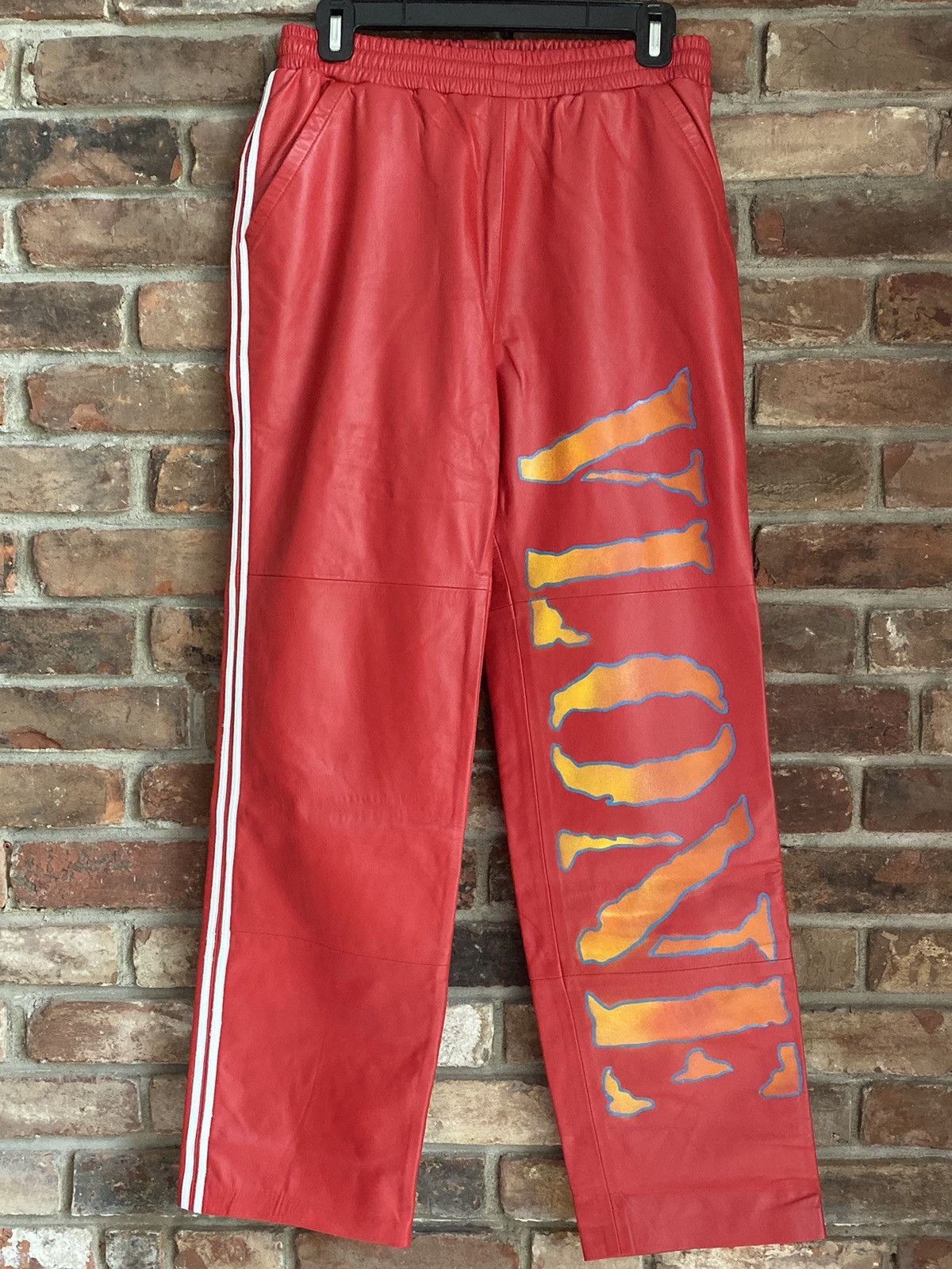 Vlone VLONE Red Leather Joggers | Grailed