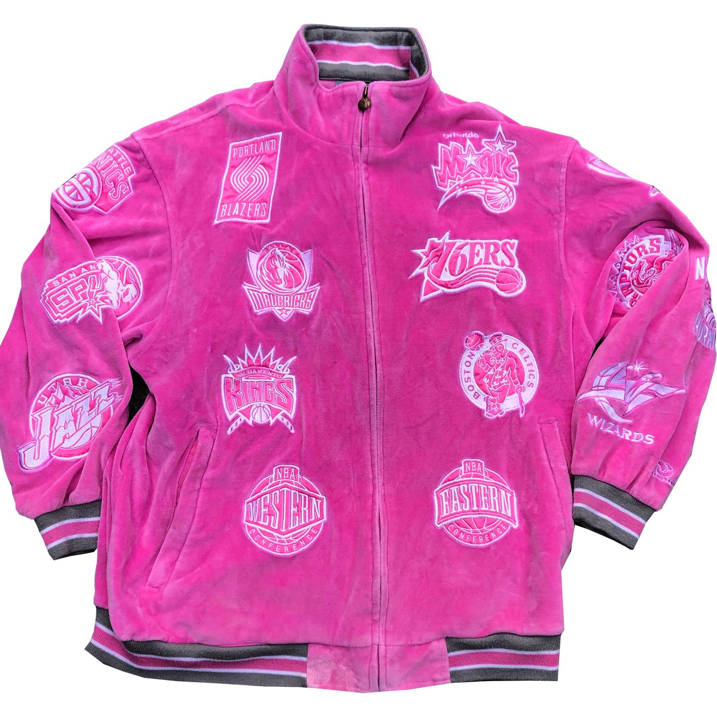 NBA Pink Velour NBA Logo Top | Grailed