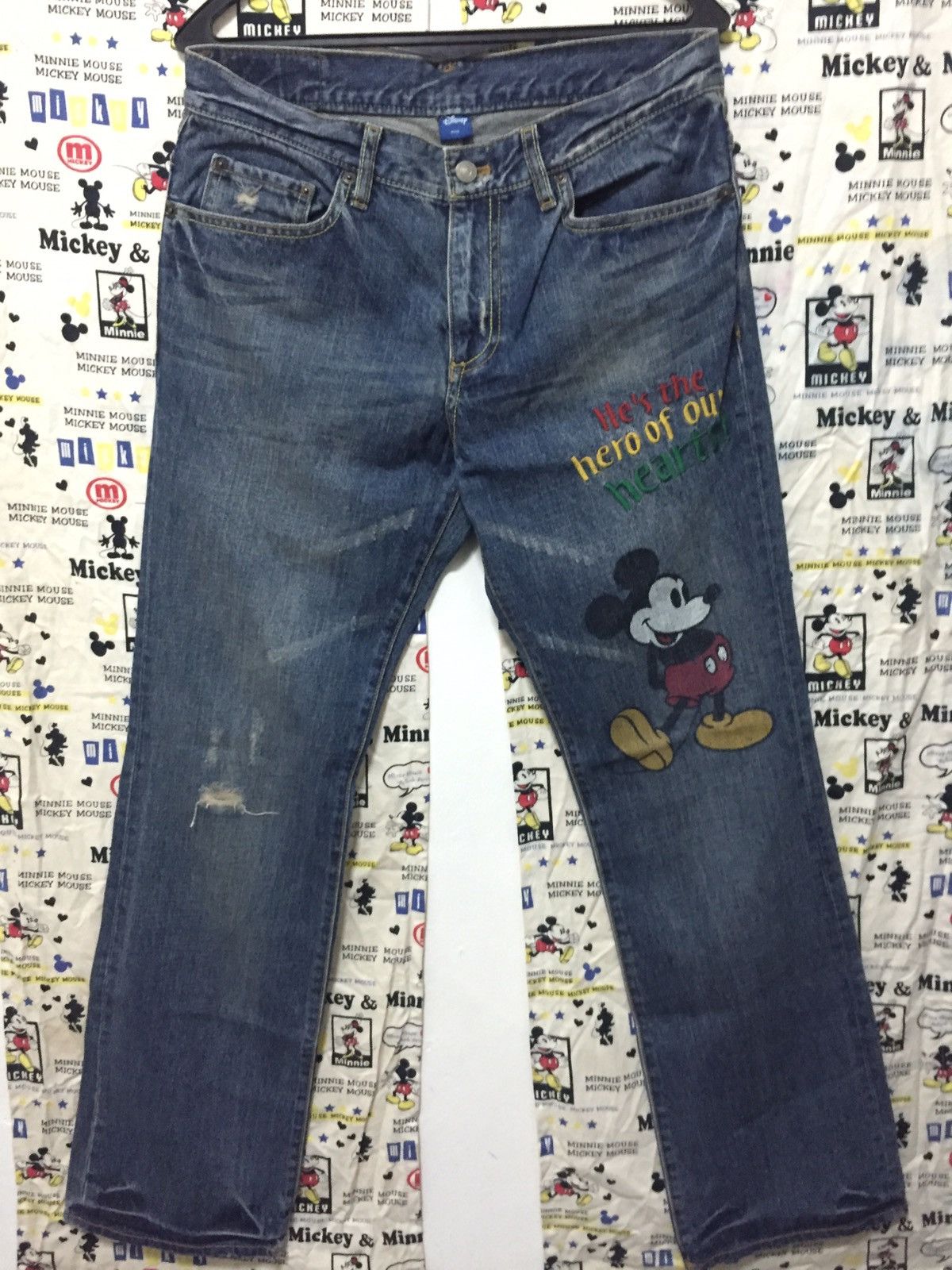 Mickey Mouse rare mickey mouse denim rip design NOT supreme off white ...