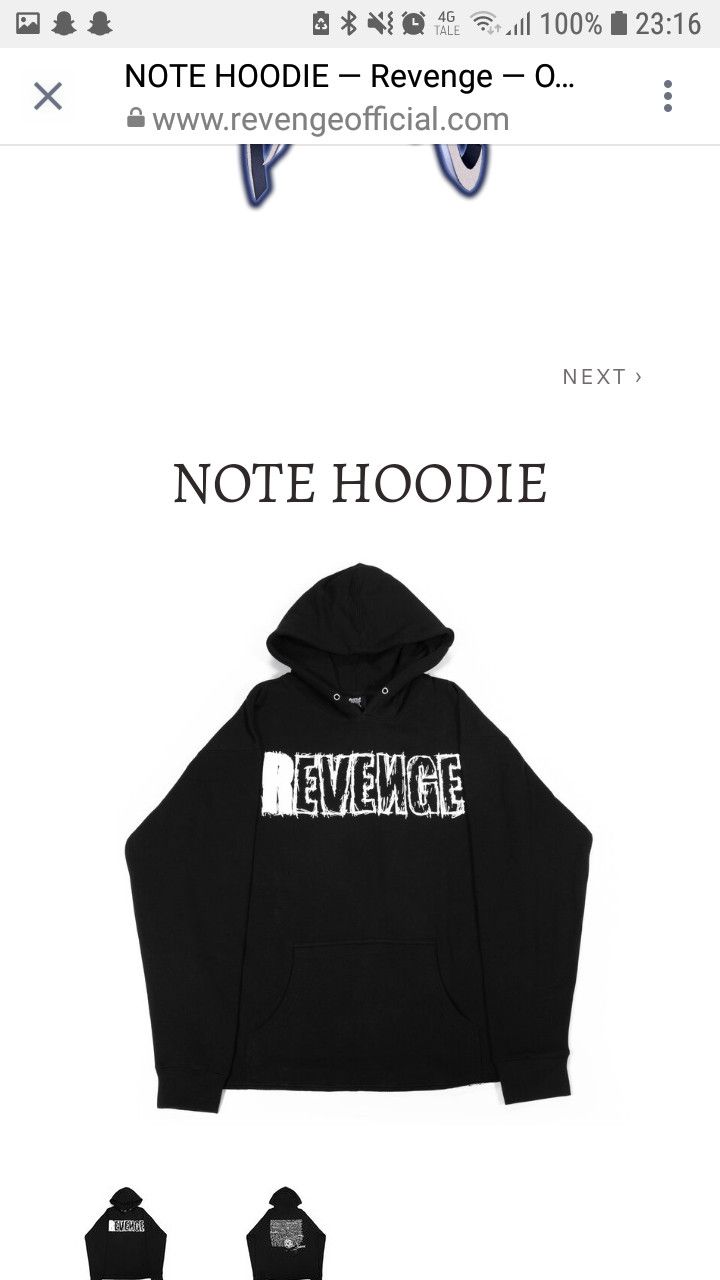Revenge Revenge Note Hoodie Black | Grailed