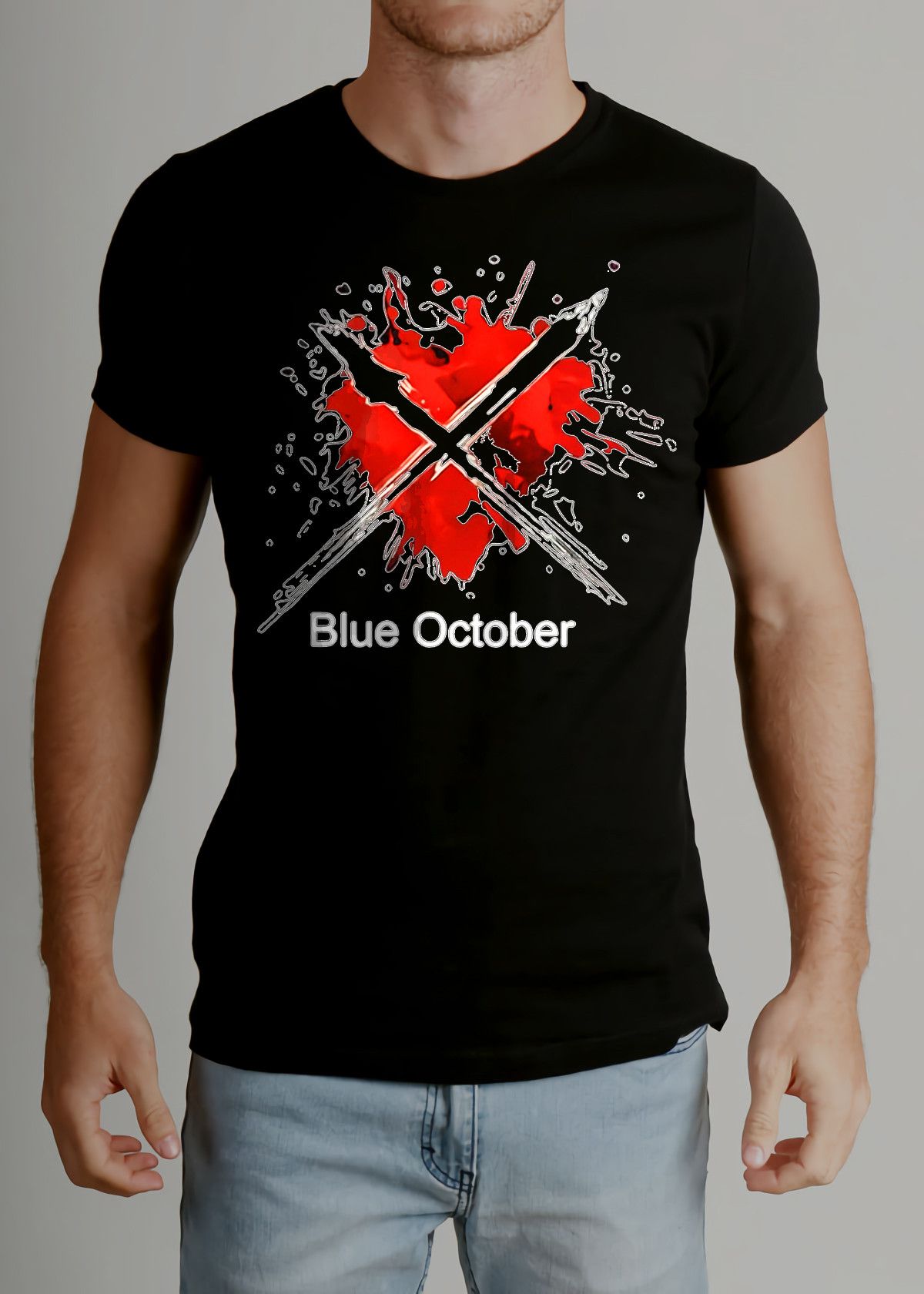 Vintage BLUE OCTOBER X Logo rock band foiled Men's New T shirt | Grailed