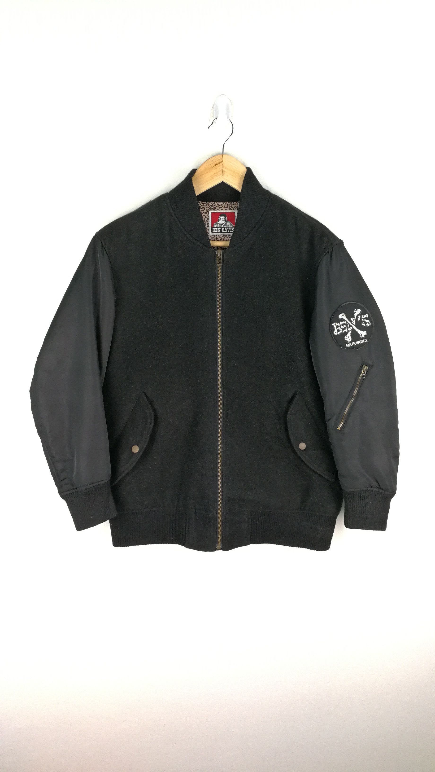 Ben Davis × Bomber Jacket BEN DAVIS CROSS BONES WOOL BOMBER JACKET ...