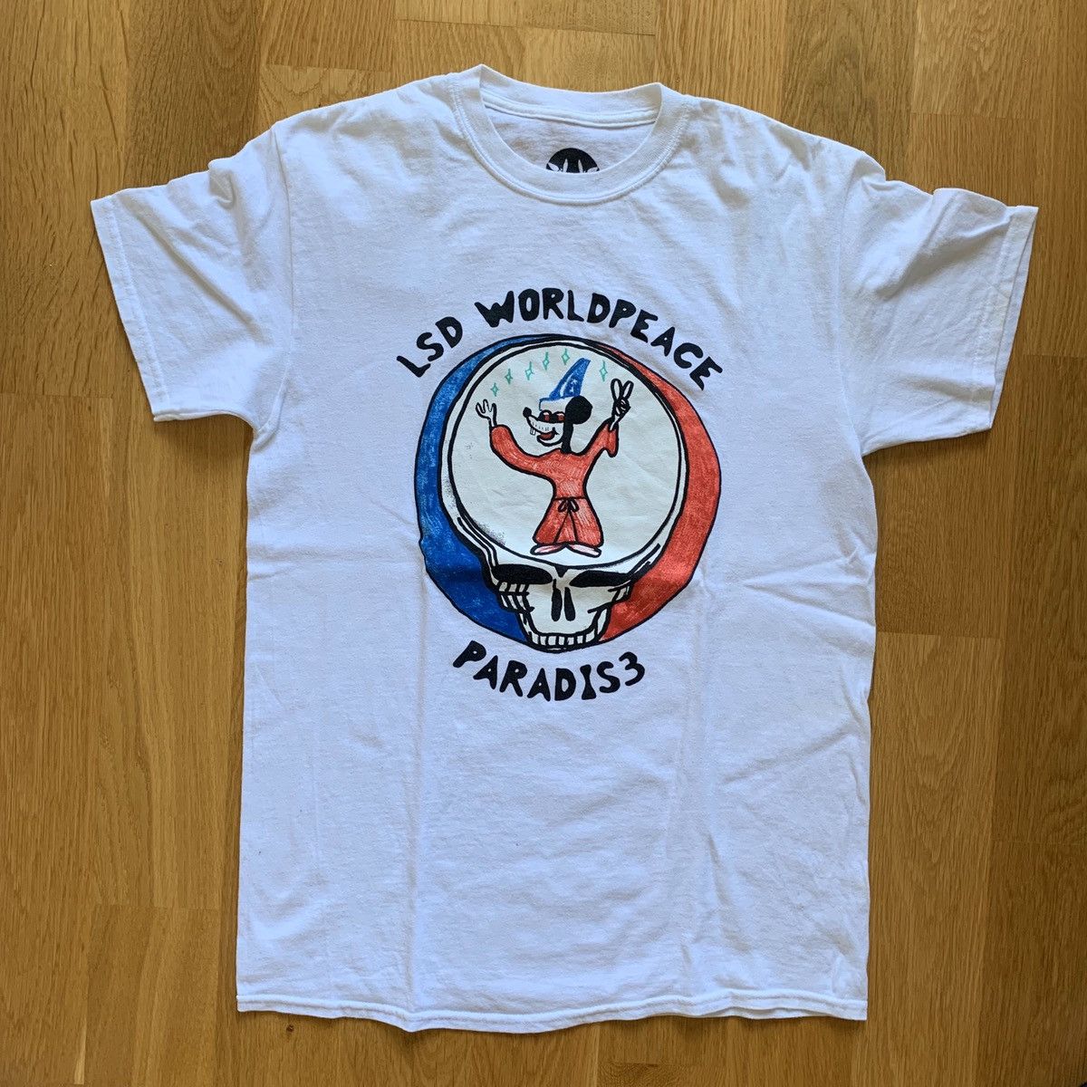 Paradise LSD world peace Mickey Mouse tee | Grailed
