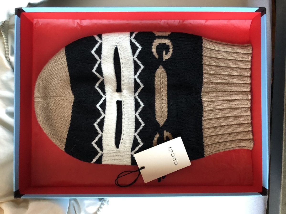 Gucci Gucci knitted logo balaclava face mask | Grailed
