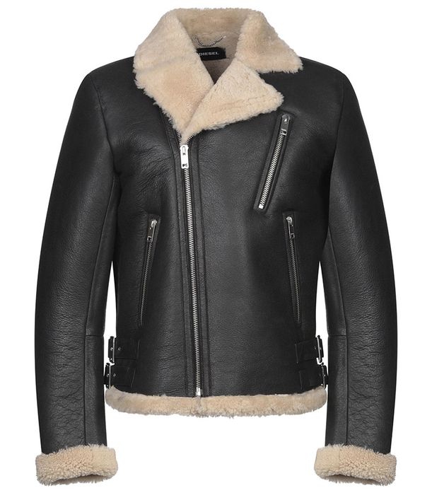 Diesel DIESEL Shearling & Sheepskin Leather Biker Jacket | Grailed