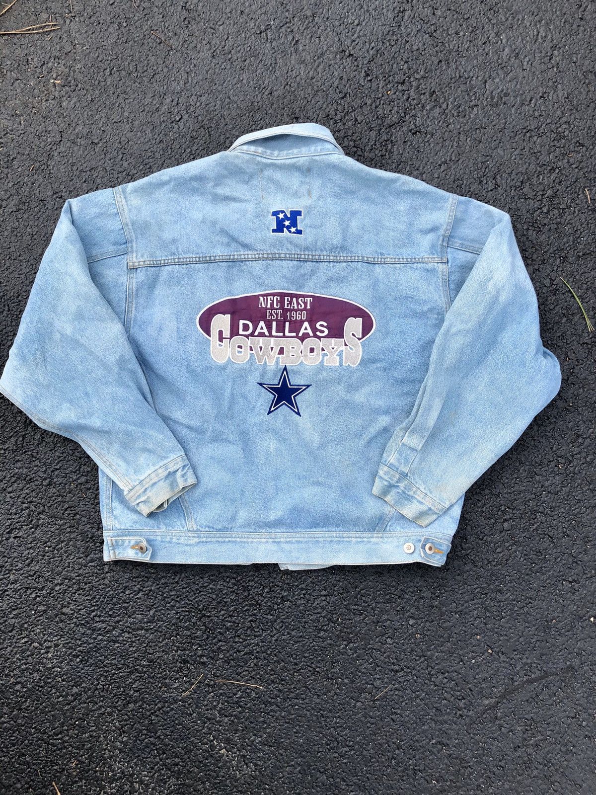 Vintage Vintage Pro Elite Dallas Cowboys Embroidered Denim Jacket L ...