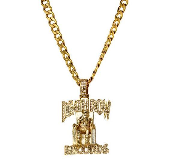 Death Row Records Iced Out DEATHROW Records Pedant 18k Gold Plated ...