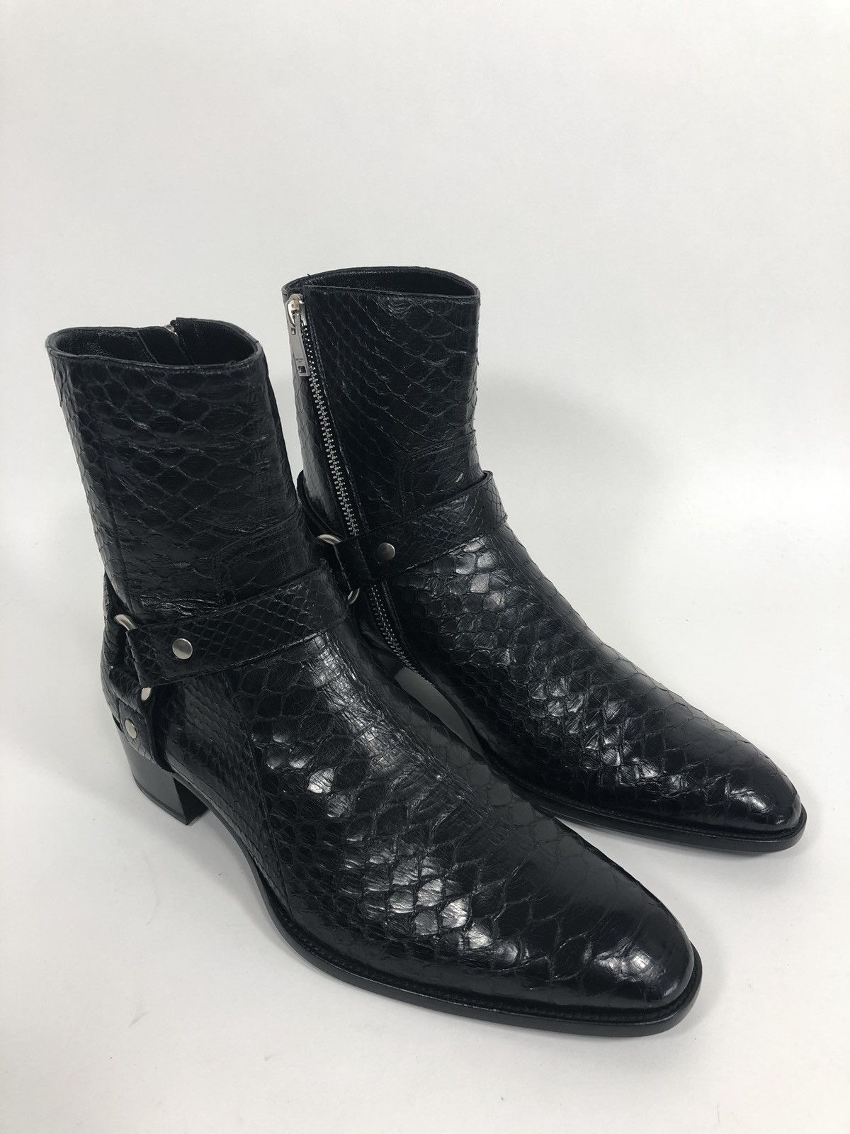 Saint Laurent Paris FW13 Runway Black Python Wyatt Harness Boots | Grailed