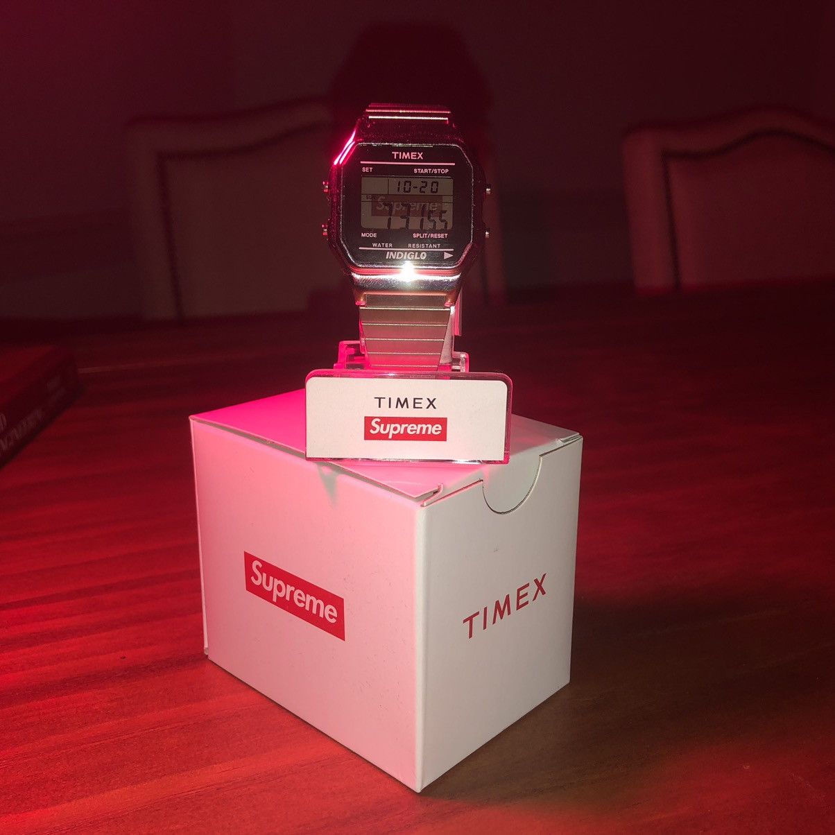 Supreme × Timex Supreme Timex Silver Box Logo Digital Watch DS | Grailed
