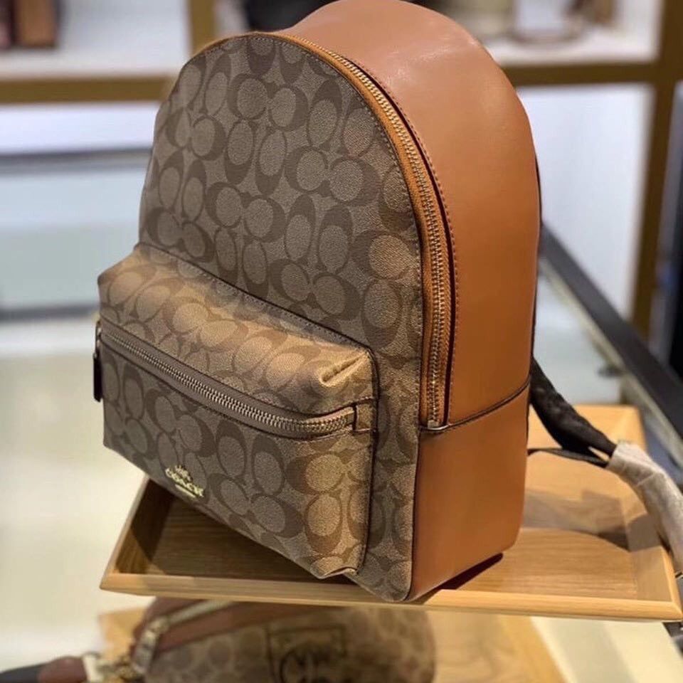 Coach Coach Medium Backpack Signature Canvas Khaki Brown Logo | Grailed