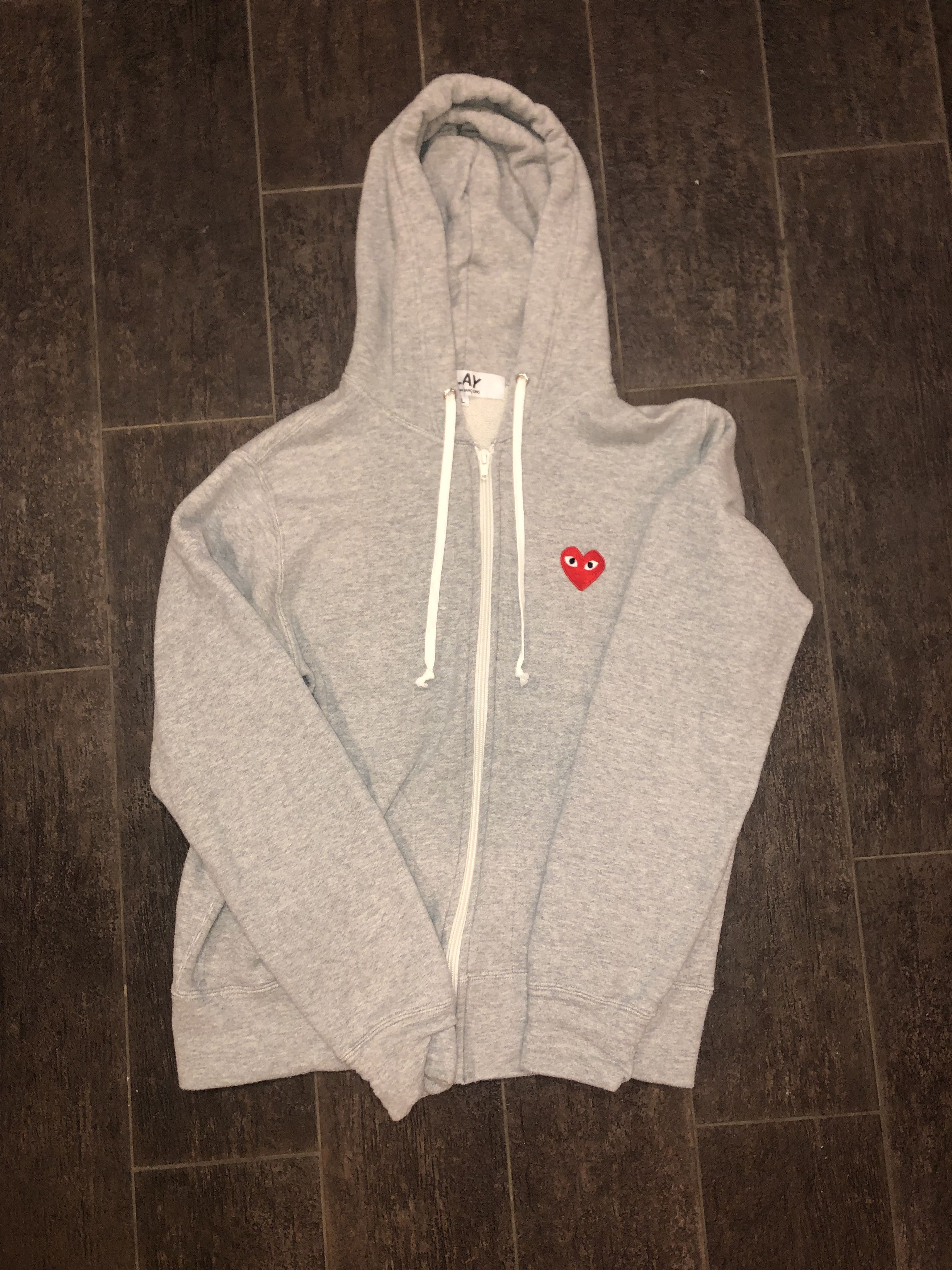 Comme Des Garcons Play Comme Des Garcons Play CDG Gray Hoodie Zip Up ...