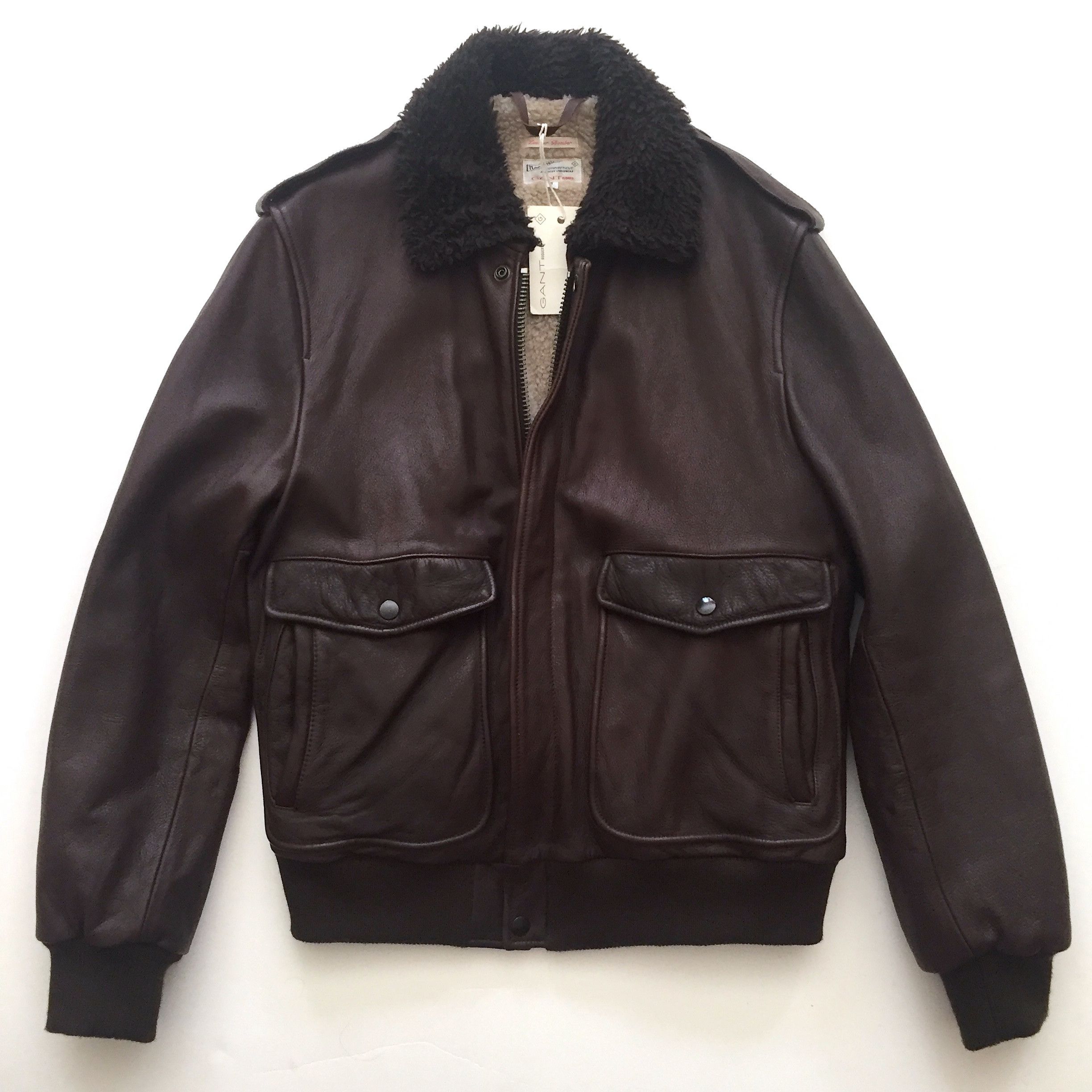 Gant Rugger GANT RUGGER BROWN LAMB LEATHER BOMBER JACKET NWT | Grailed