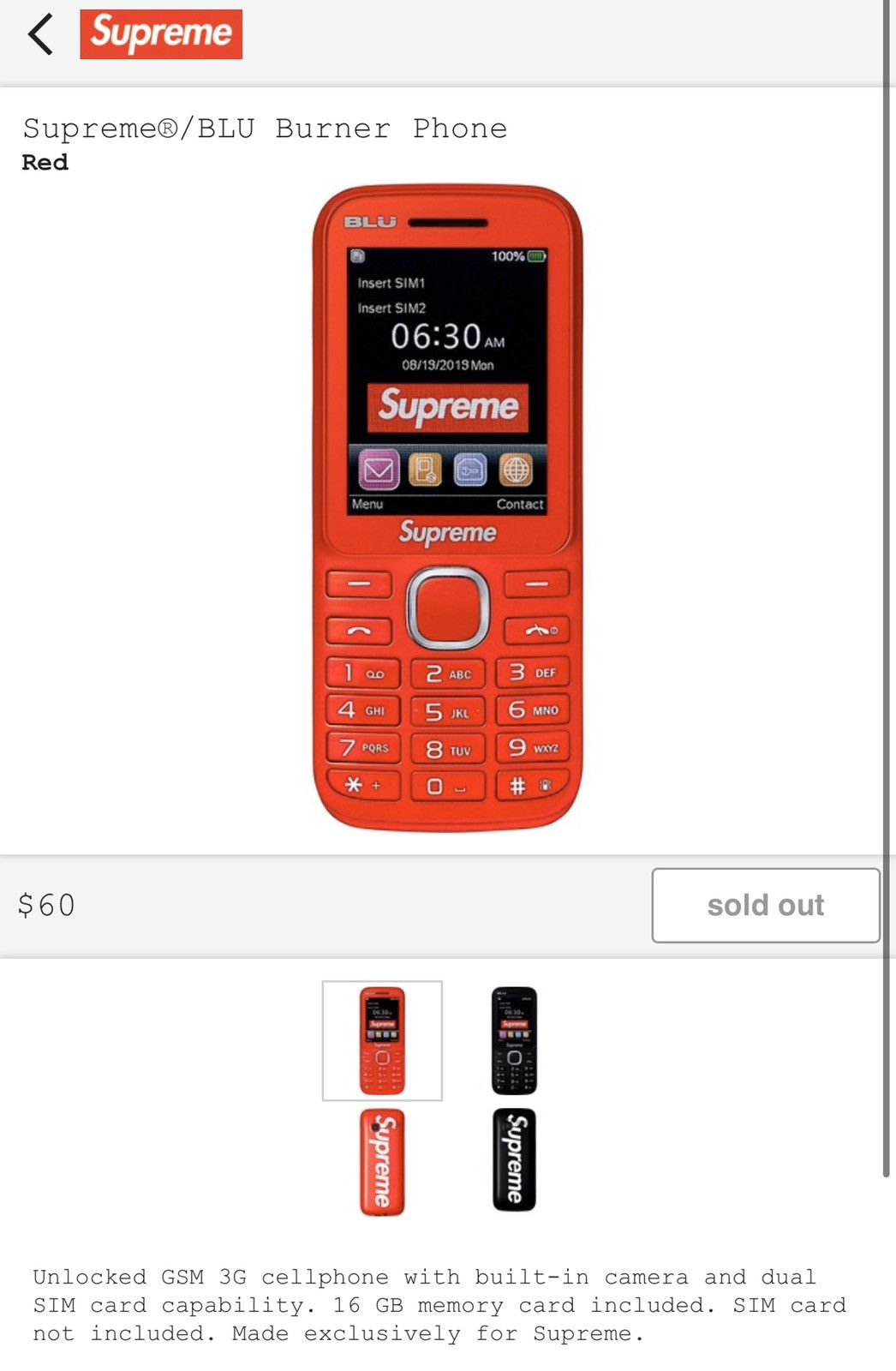 Supreme Supreme/Blu Burner Phone | Grailed