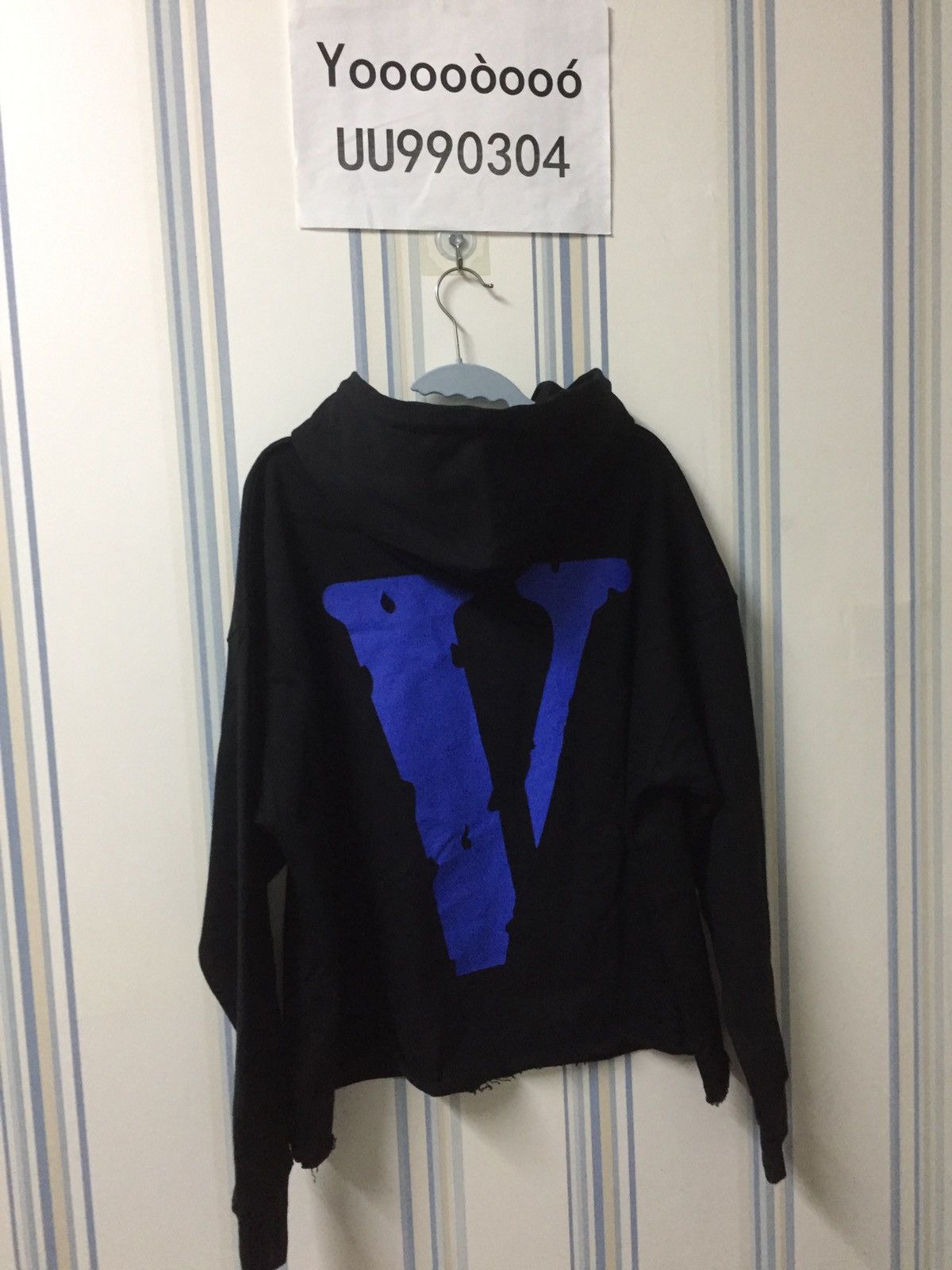 Vlone brand new blue staple black hoodie | Grailed