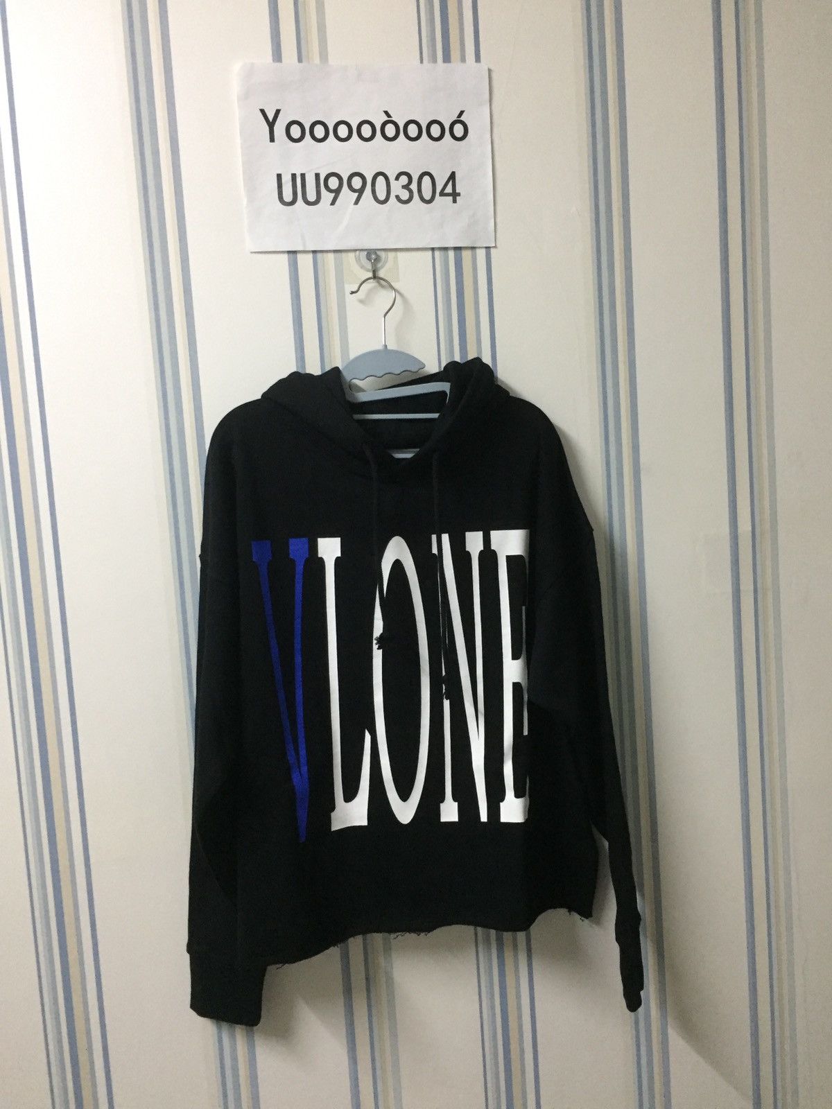 Vlone brand new blue staple black hoodie | Grailed