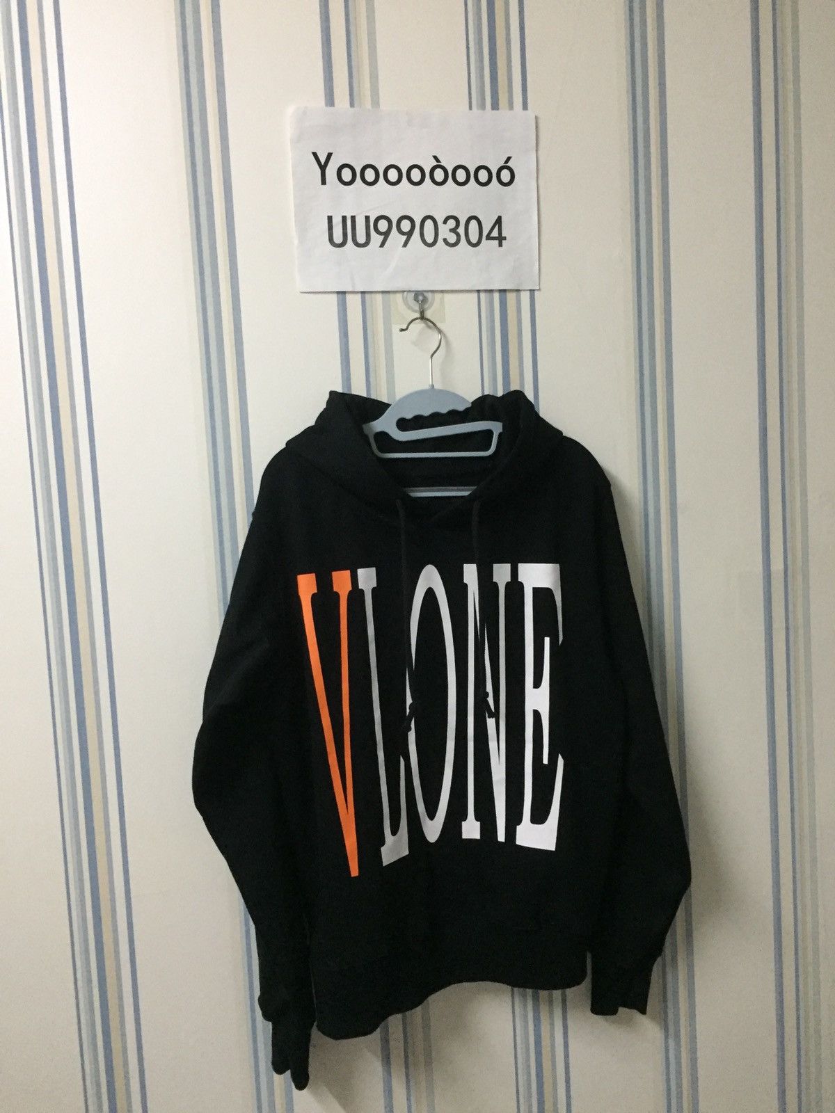 Vlone Brand new orange staple black hoodie | Grailed