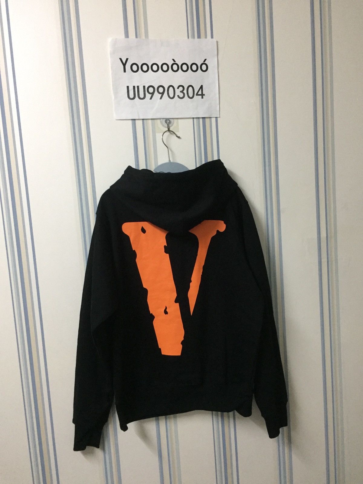Vlone Brand new orange staple black hoodie | Grailed