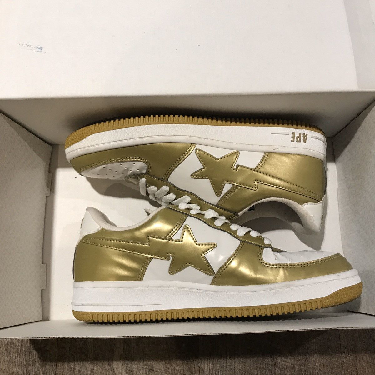 Bape Bape early 2000s gold Bapestas | Grailed