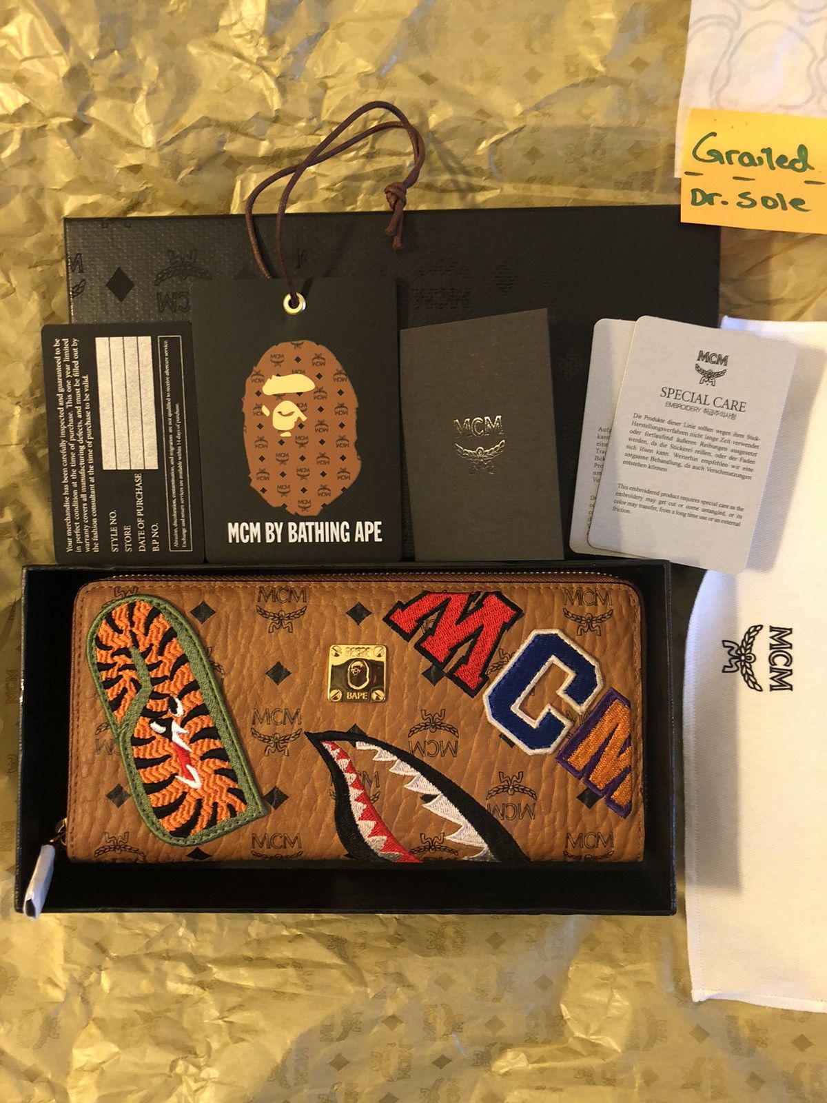 Bape × MCM BAPE X MCM Shark Zip Around Wallet | Grailed