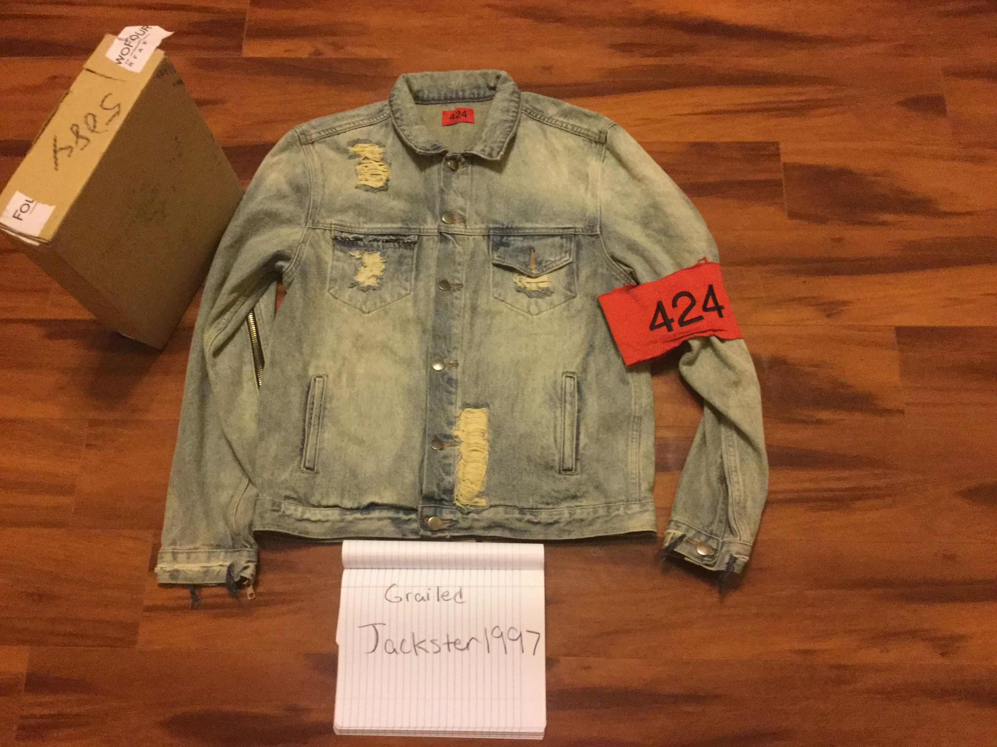 424 424 distressed denim jacket | Grailed