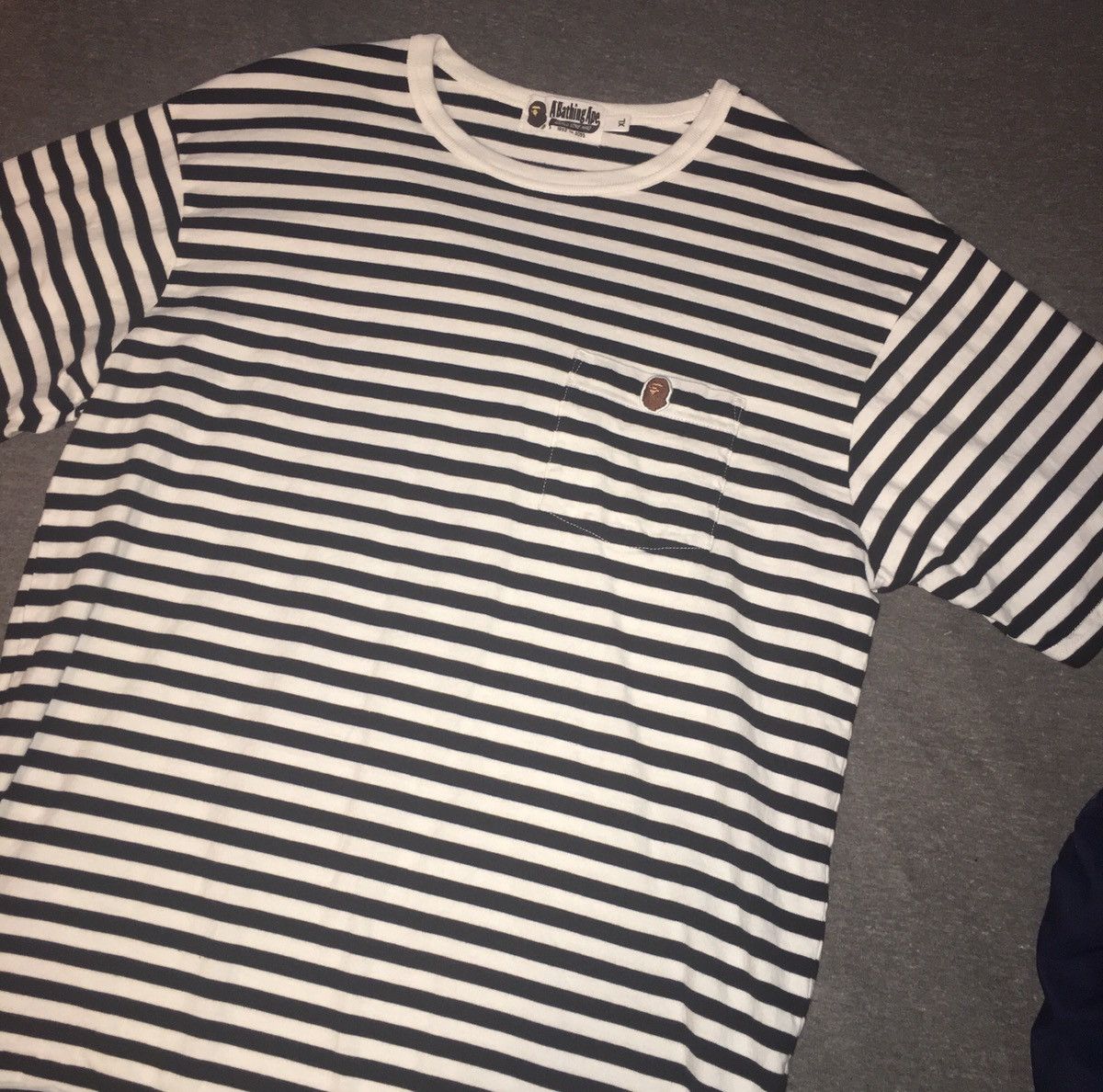 Bape White Black Stripe Bape T-Shirt | Grailed