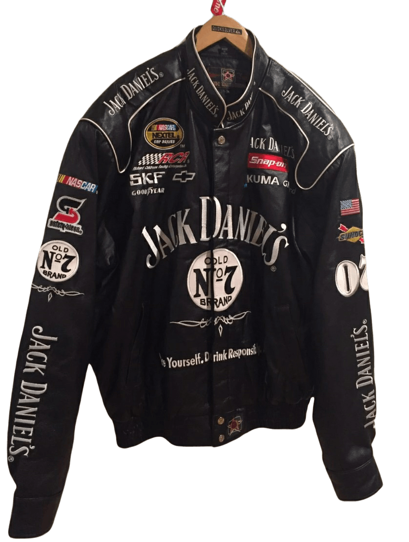 Jack Daniels × NASCAR × Racing Jack Daniels leather racing jacket WITH ...