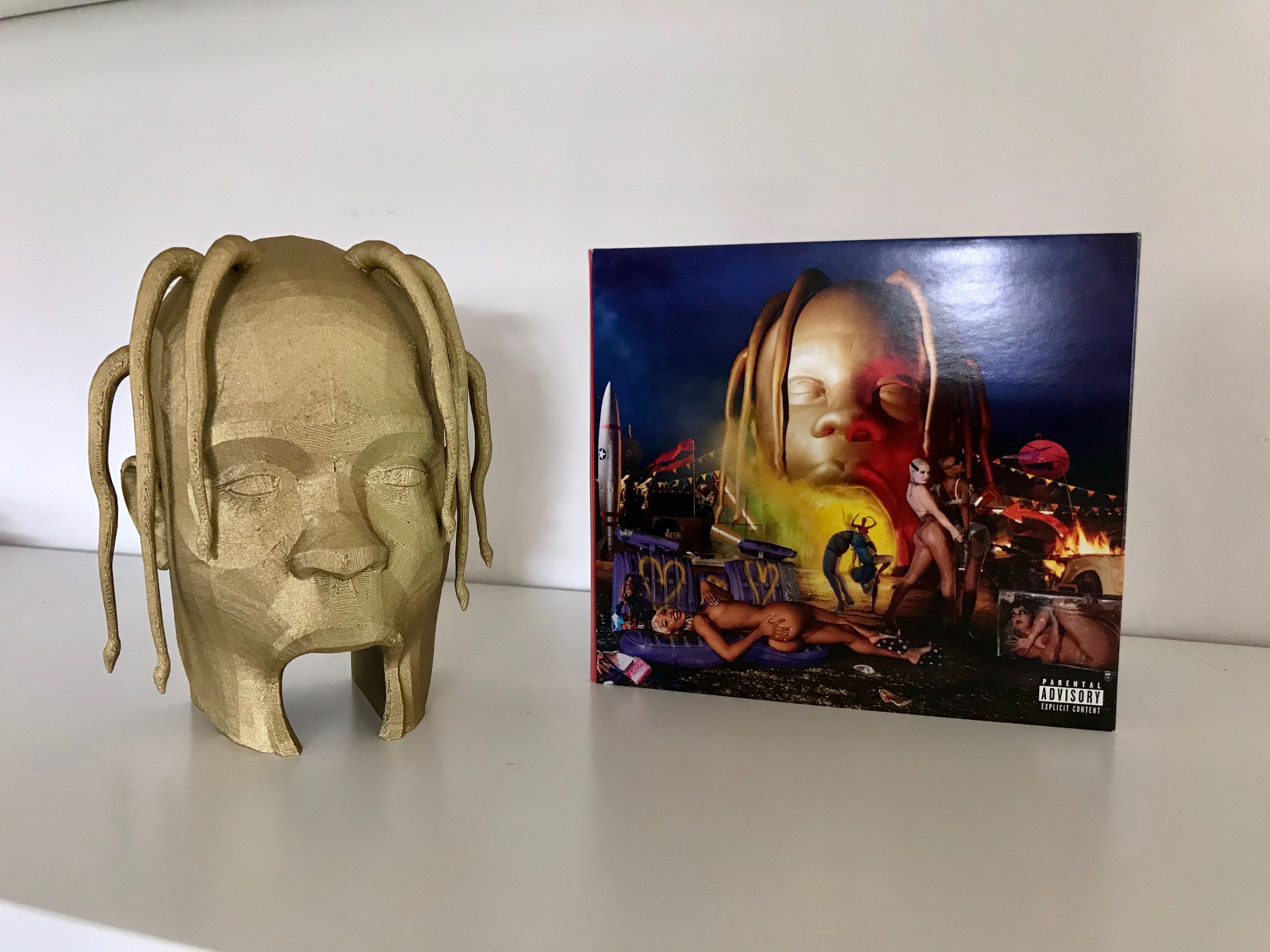 Travis Scott Travis Scott Astroworld cd album cover 3D printed head ...