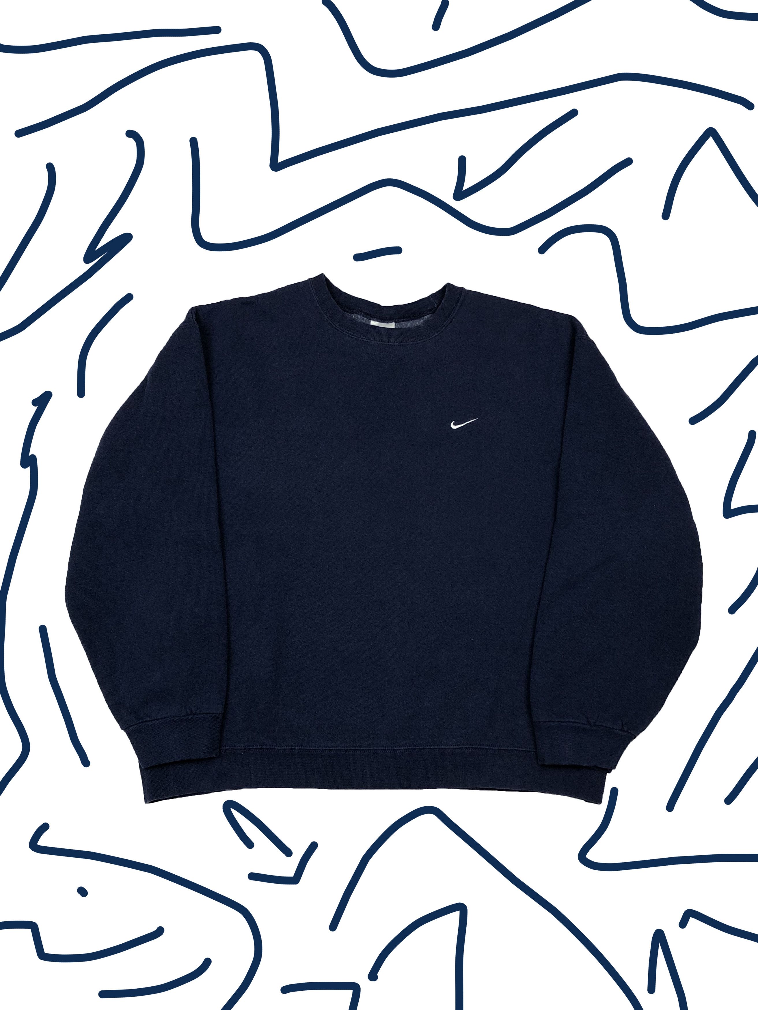Nike × Vintage Vintage Nike Check Crewneck 90s Navy Blue | Grailed