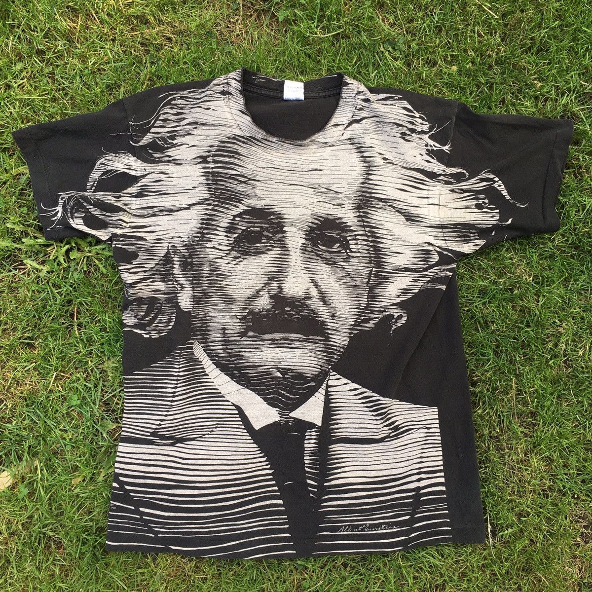 Vintage Vintage Late 80s Albert Einstein Portrait Allover print Tee | Grailed