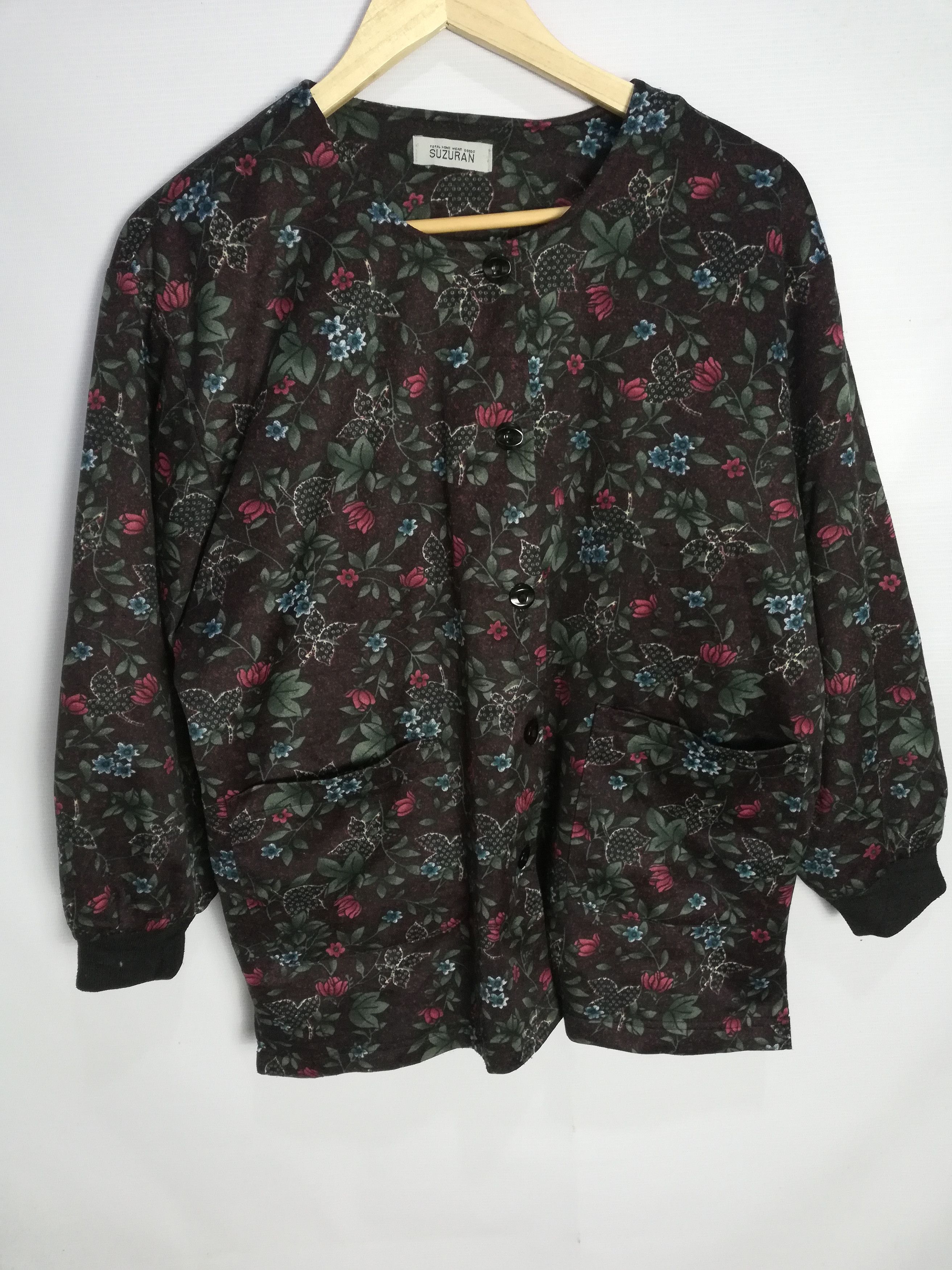 Japanese Brand suzuran floral design nylon polyester bomber style ...
