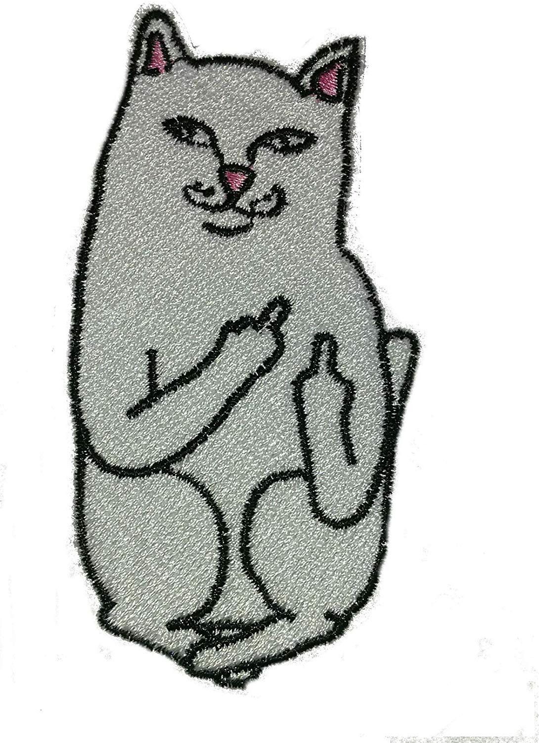 Vintage White Cat Middle Finger Embroidered Cloth Iron On Patch | Grailed
