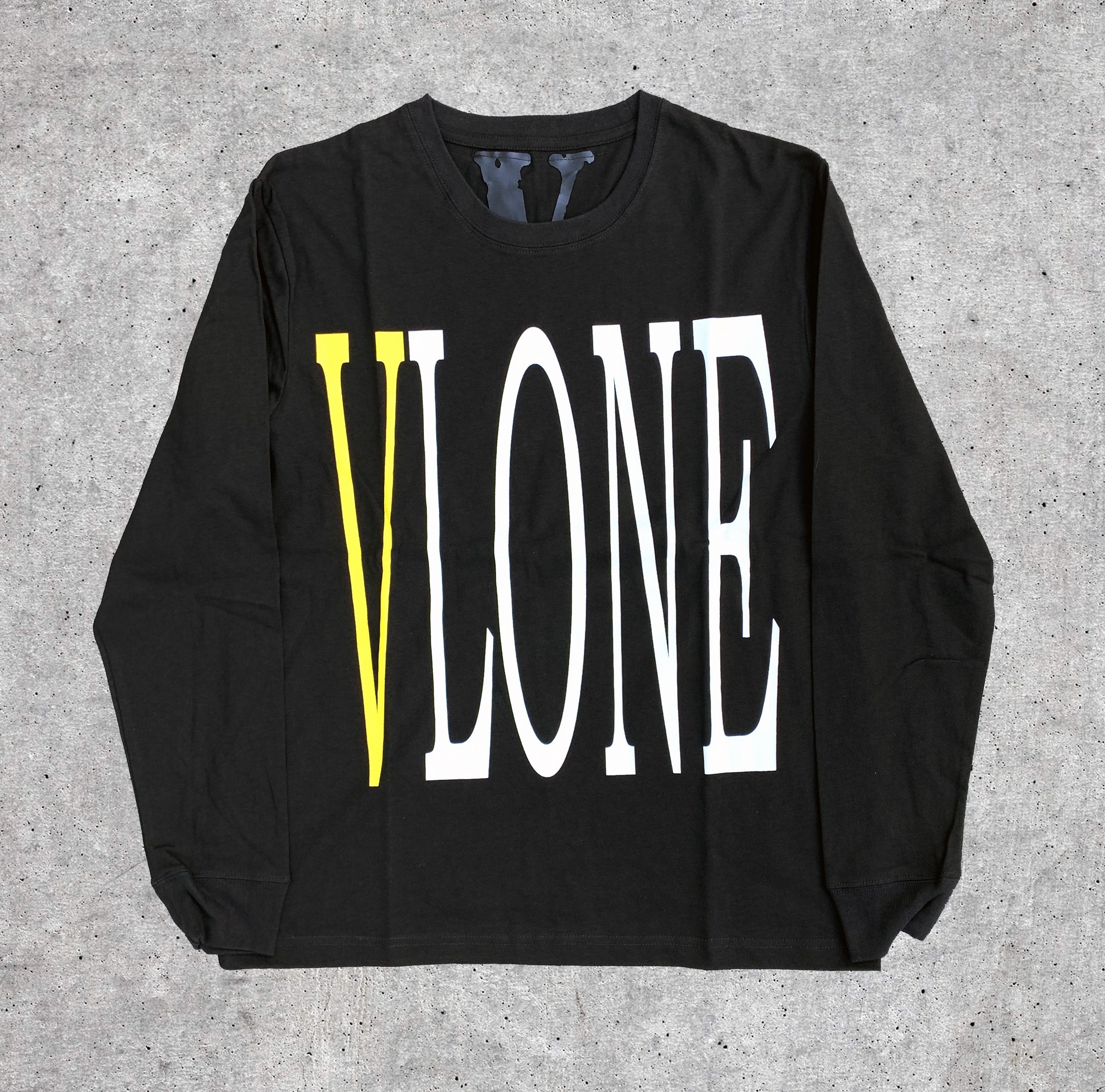 Vlone Vlone Staple Yellow on Black Long Sleeve Tee | Grailed