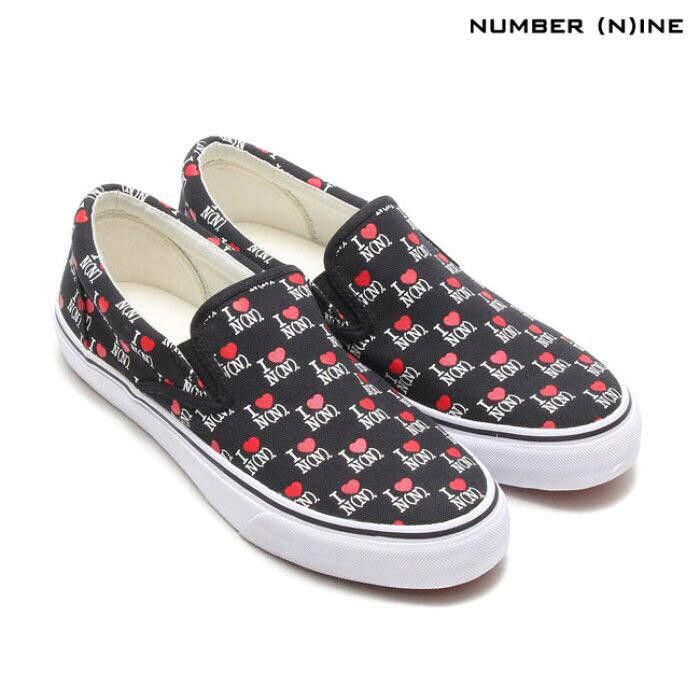 Number (N)ine NUMBER NINE SLIP ON "I LOVE N(N)" SHOES SNEAKERS Black ...