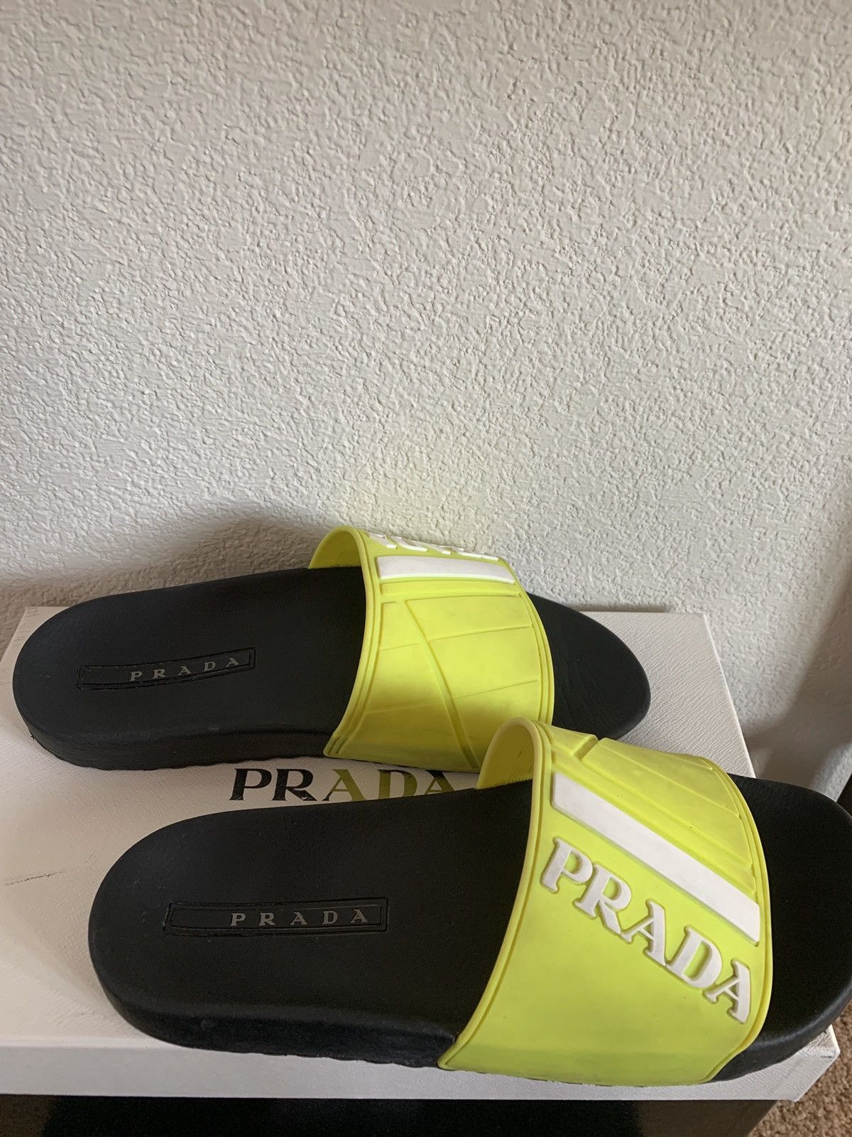 Prada Prada Logo-Embossed rubber slides | Grailed