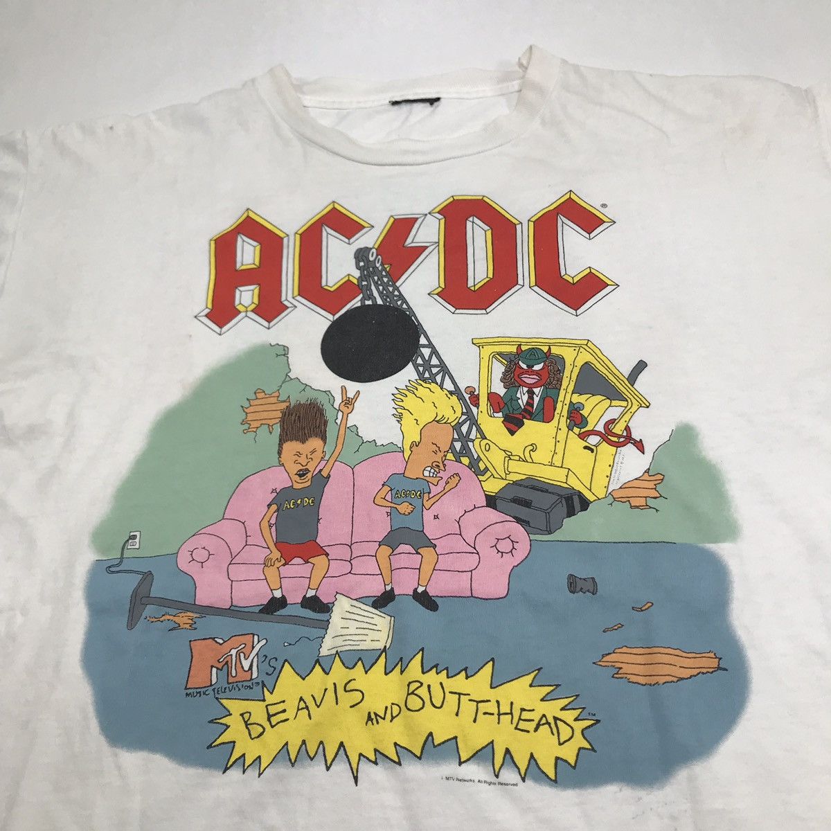 Ac/Dc × Mtv × Vintage Vintage 1996 AC/DC mtv beavis and butthead single Stitch tee | Grailed