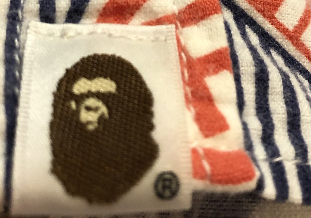 Bape Bape multi logo button up shirt | Grailed