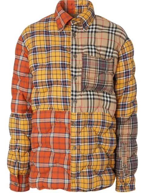Burberry Burberry Multi-Check Quilted Shirt Jacket in Yellow | Grailed