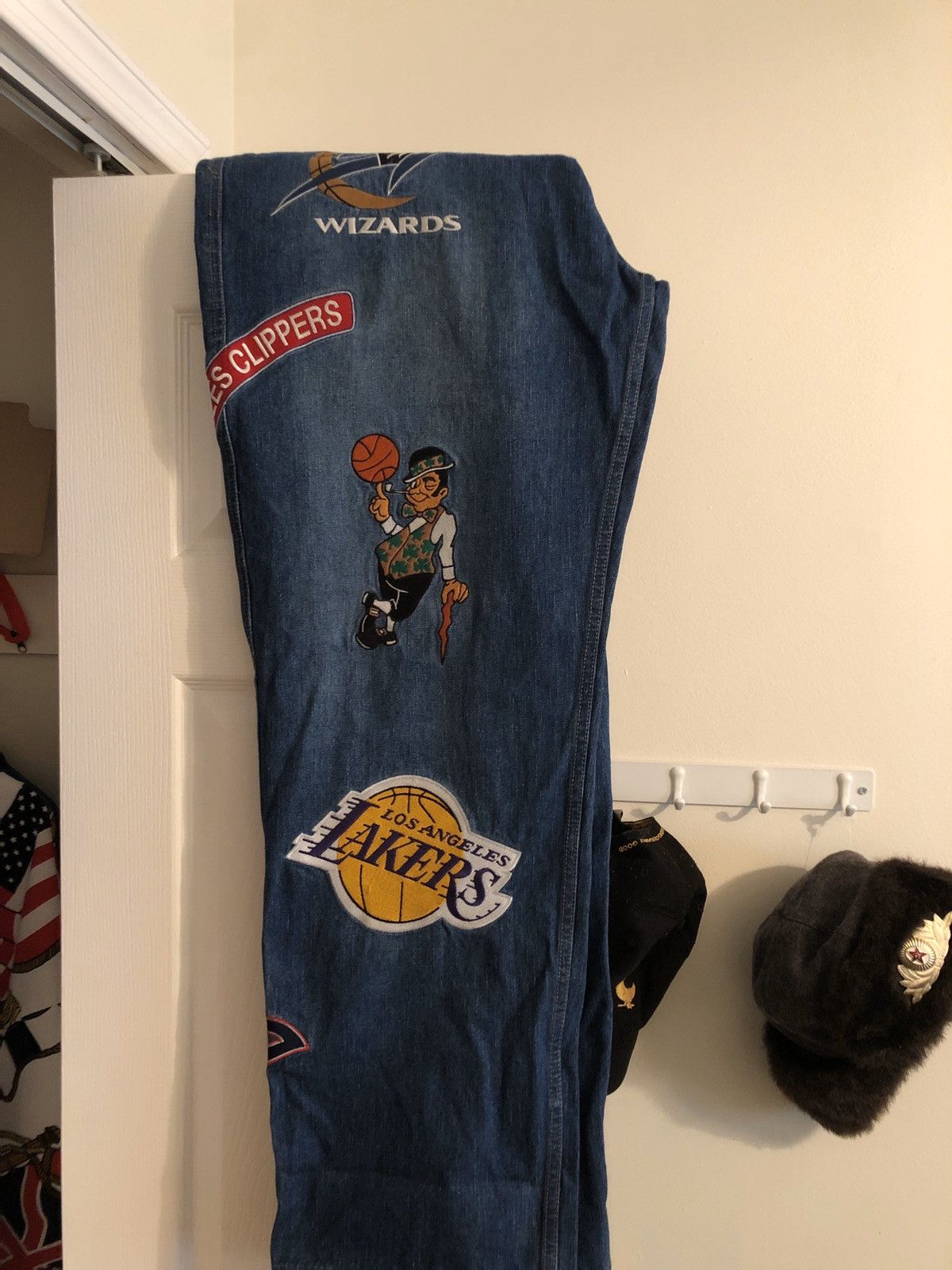 NBA Vintage UNK NBA Basketball Team Logo Patch Denim Jeans | Grailed