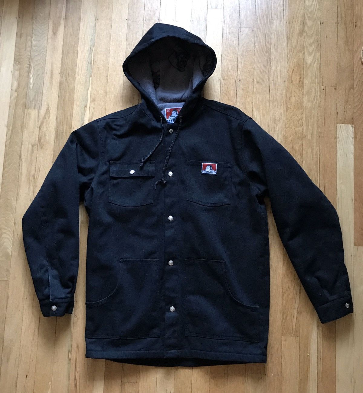Ben Davis Ben Davis Hooded Front Snap Jacket - Black | Grailed