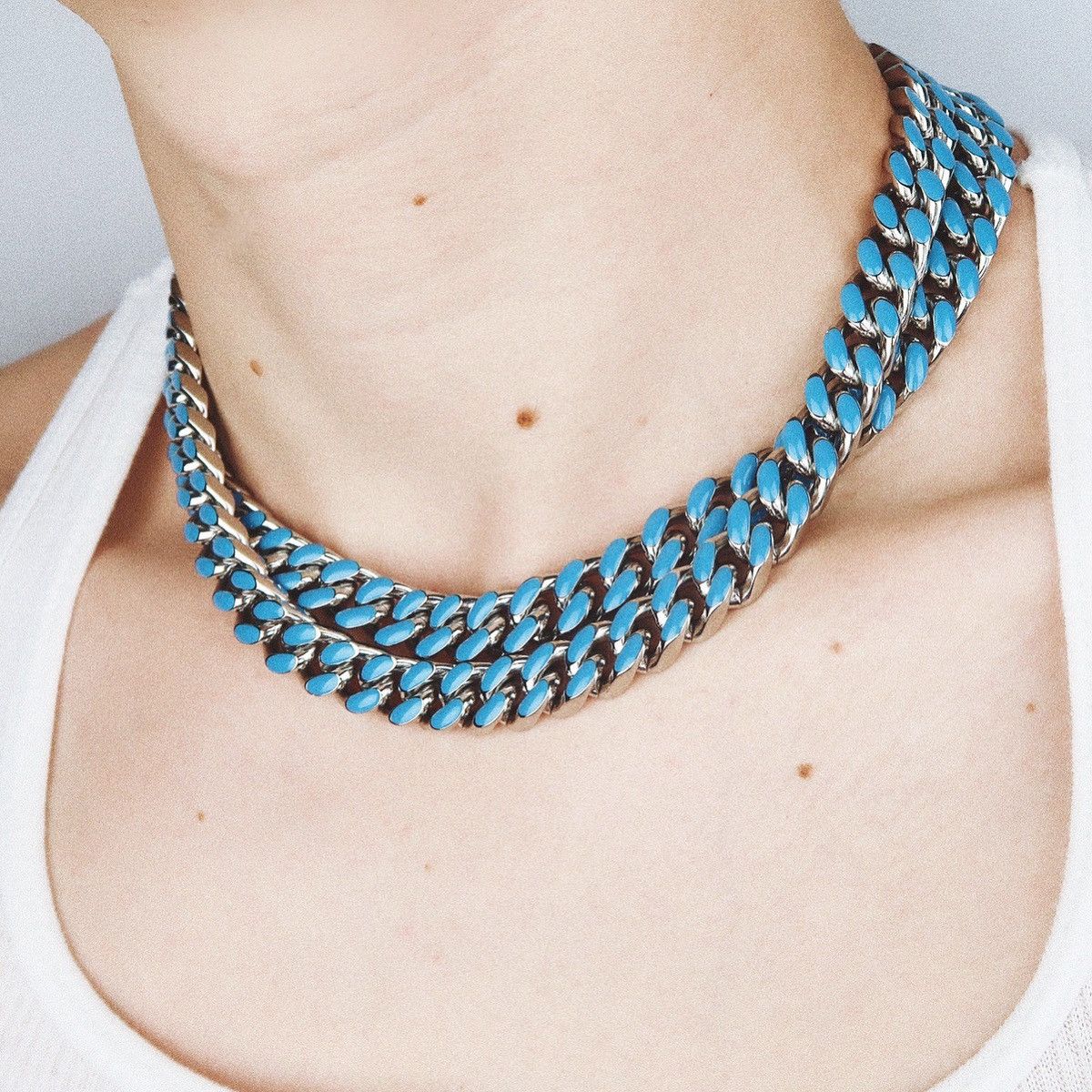 1 Of 1 blue enamel Cuban link chain | Grailed