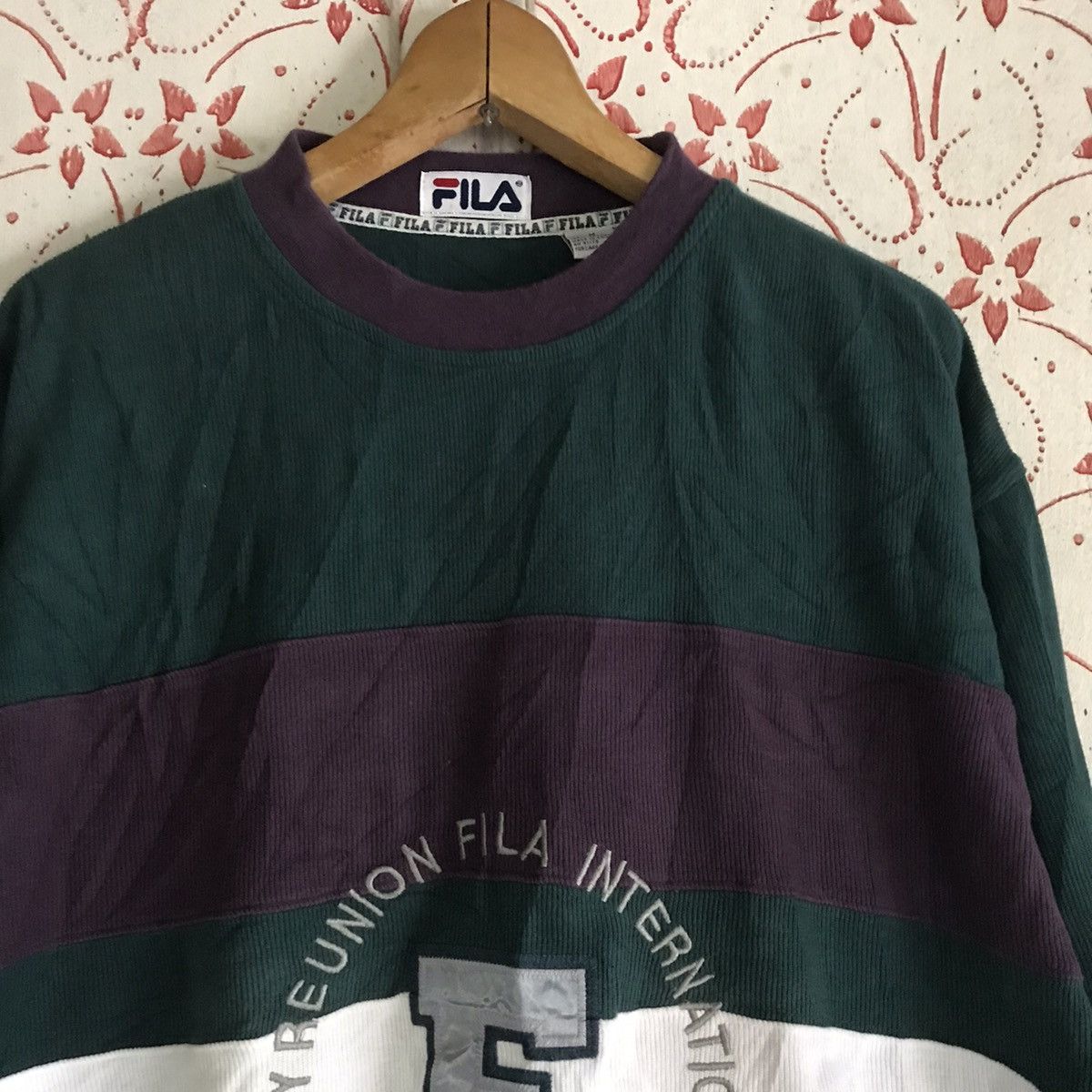 Fila × Vintage 90s Fila Crewneck Green Embroidered Logo | Grailed