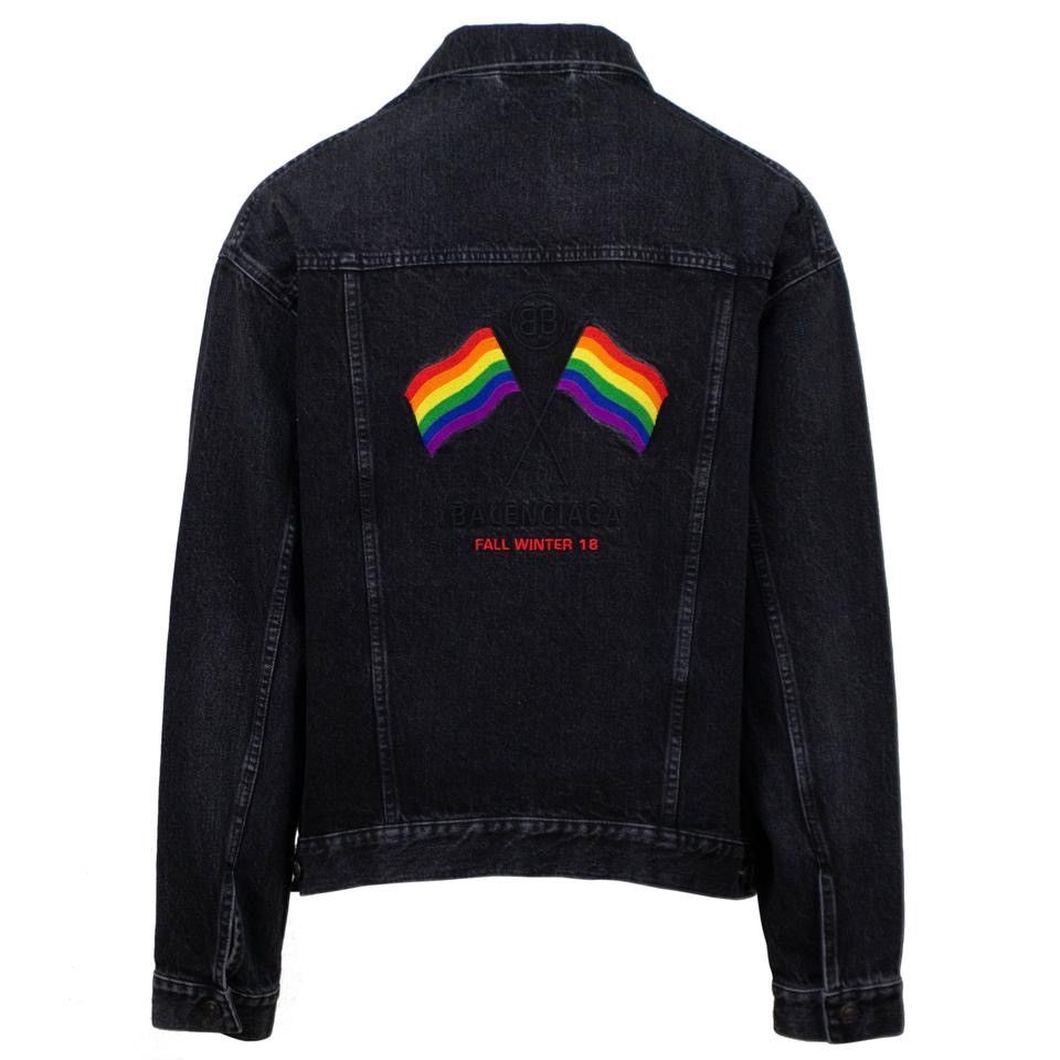 Balenciaga LGBTQ Embroidered Flag Denim Jacket LGBT | Grailed
