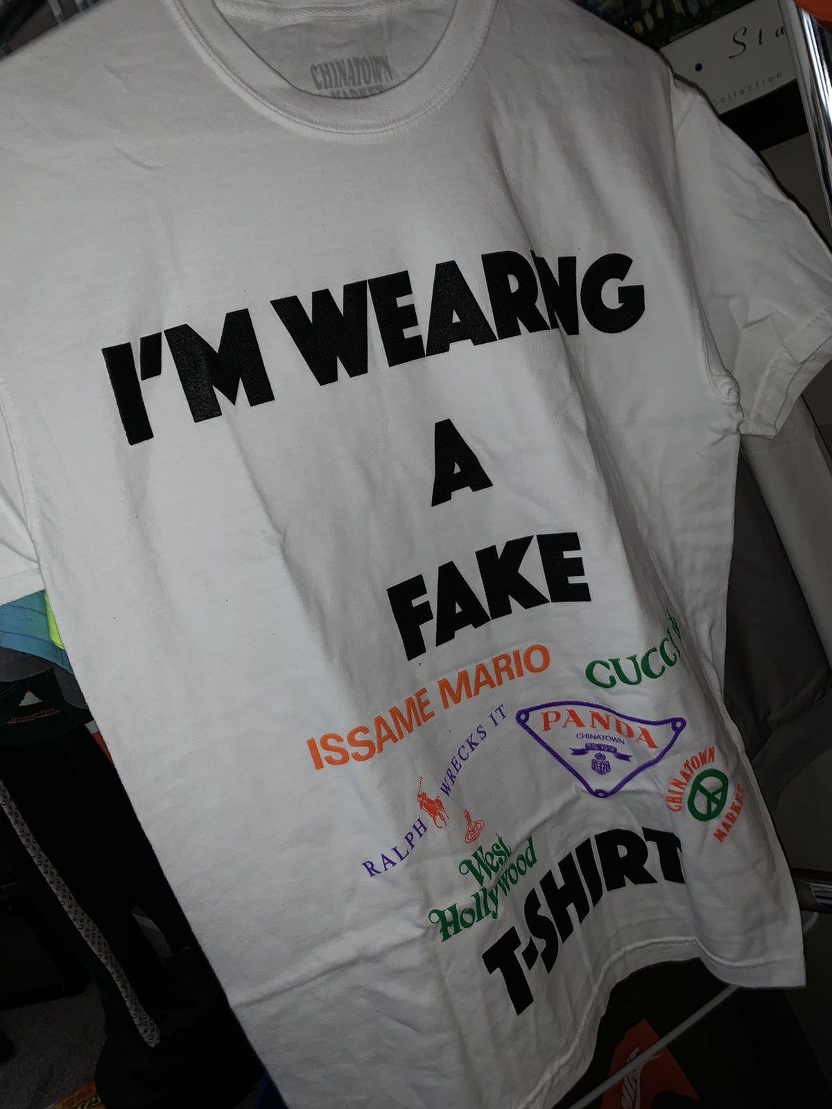 Market UNRELEASED SAMPLE “I’m Wearing A Fake T-Shirt” Tee White M | Grailed