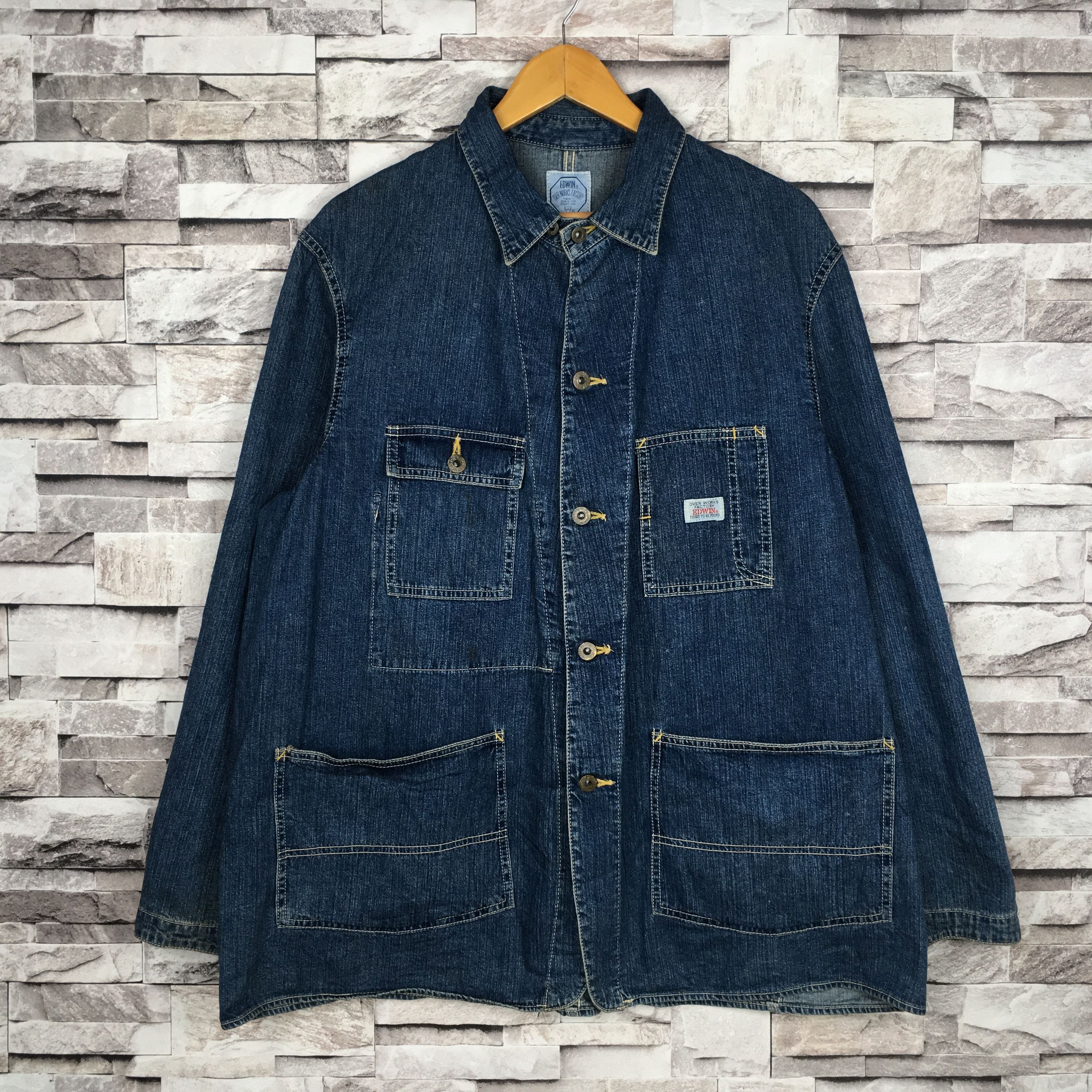 Edwin Vintage 80s EDWIN Workwear Denim Chore JackeT | Grailed