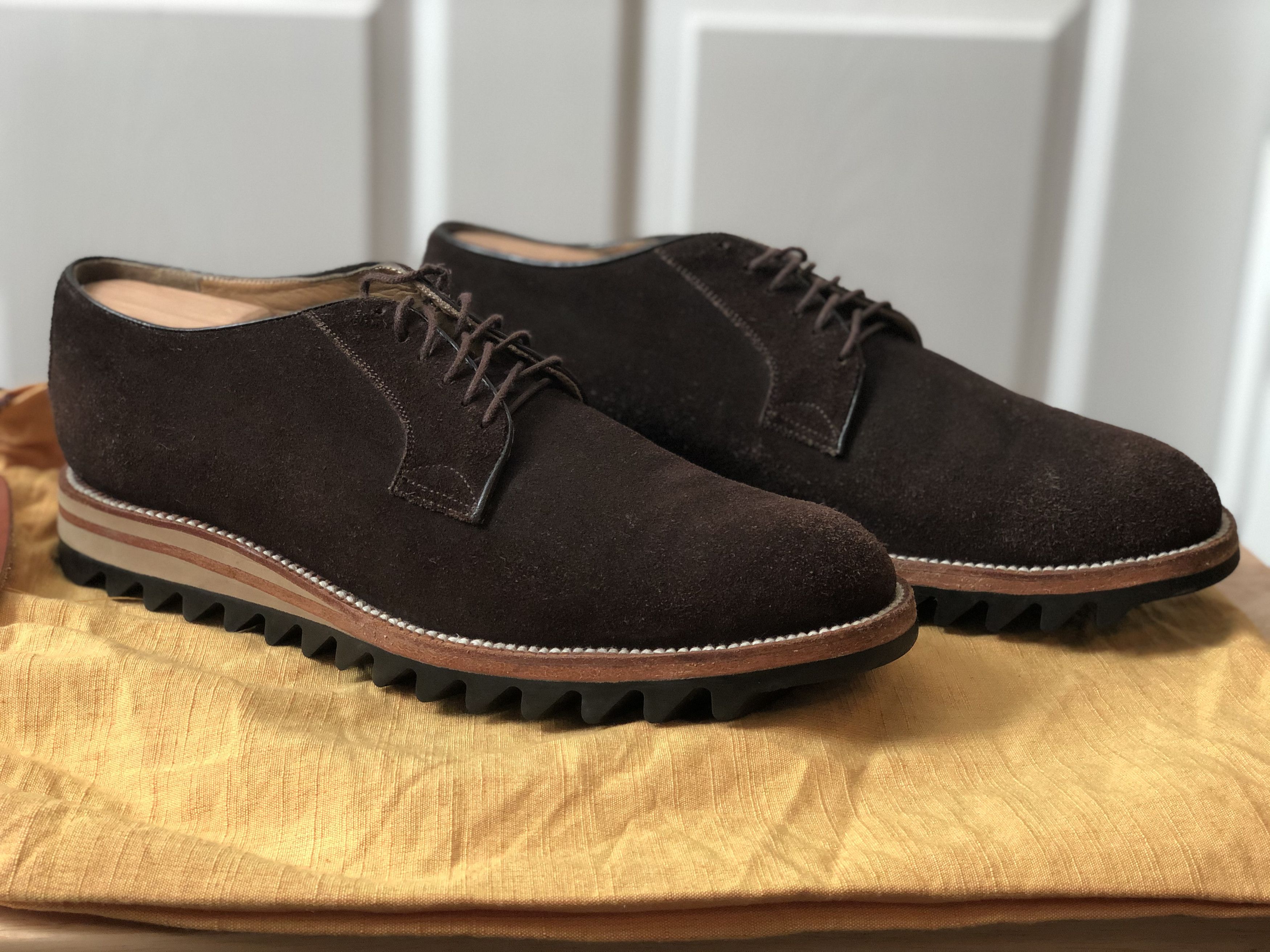 Yuketen Ripple sole derby chocolate suede | Grailed