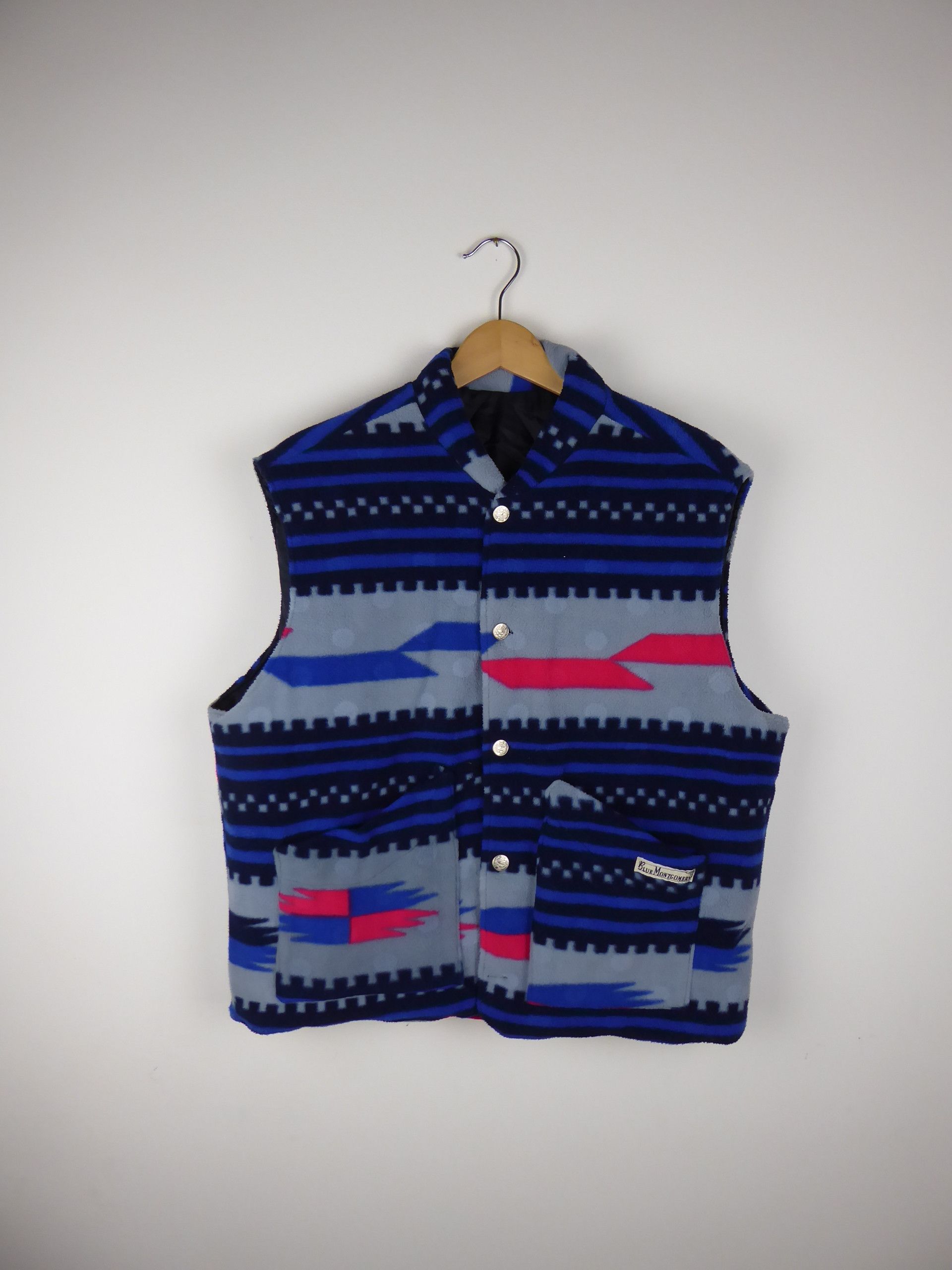 Original Montgomery BLUE MONTGOMERY GILET DOUBLE FACE JACKET VINTAGE ...