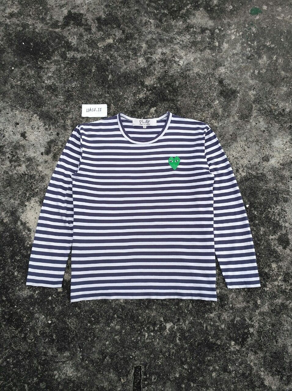 Comme des Garcons PLAY CDG GREEN HEART STRIPED LONG SLEEVE | Grailed