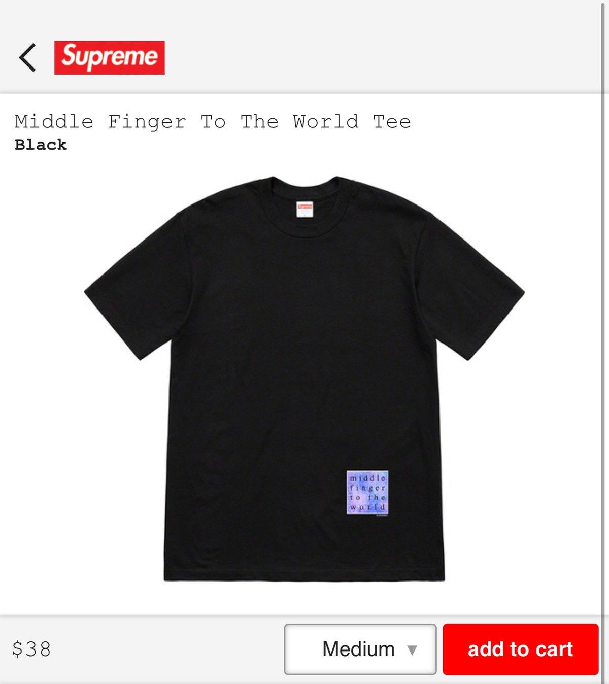 Supreme Supreme Middle Finger Tee | Grailed