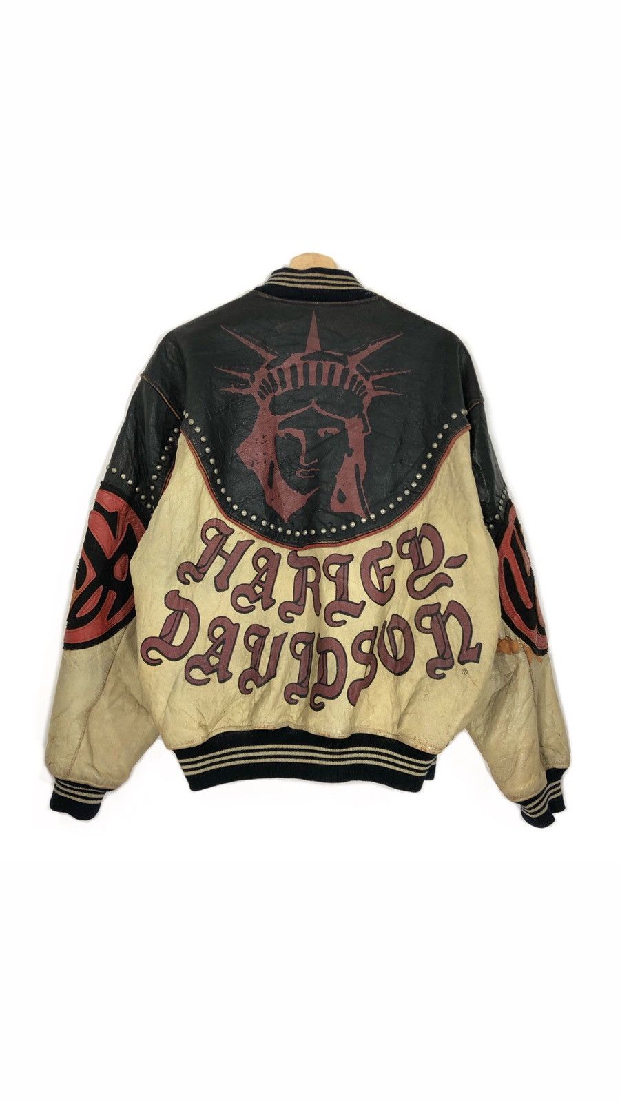 Vintage Rare Harley Davidson USA statue of liberty leather jacket | Grailed
