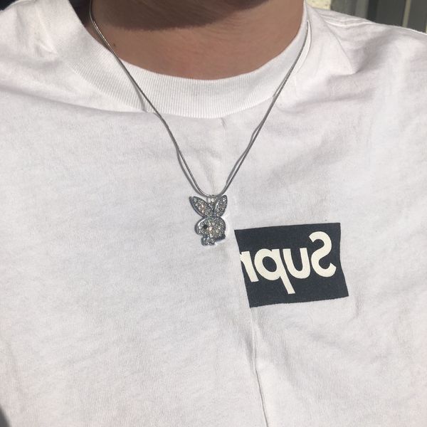 Custom Silver Plate Rhinestone Playboy Bunny Playboi Carti Necklace ...